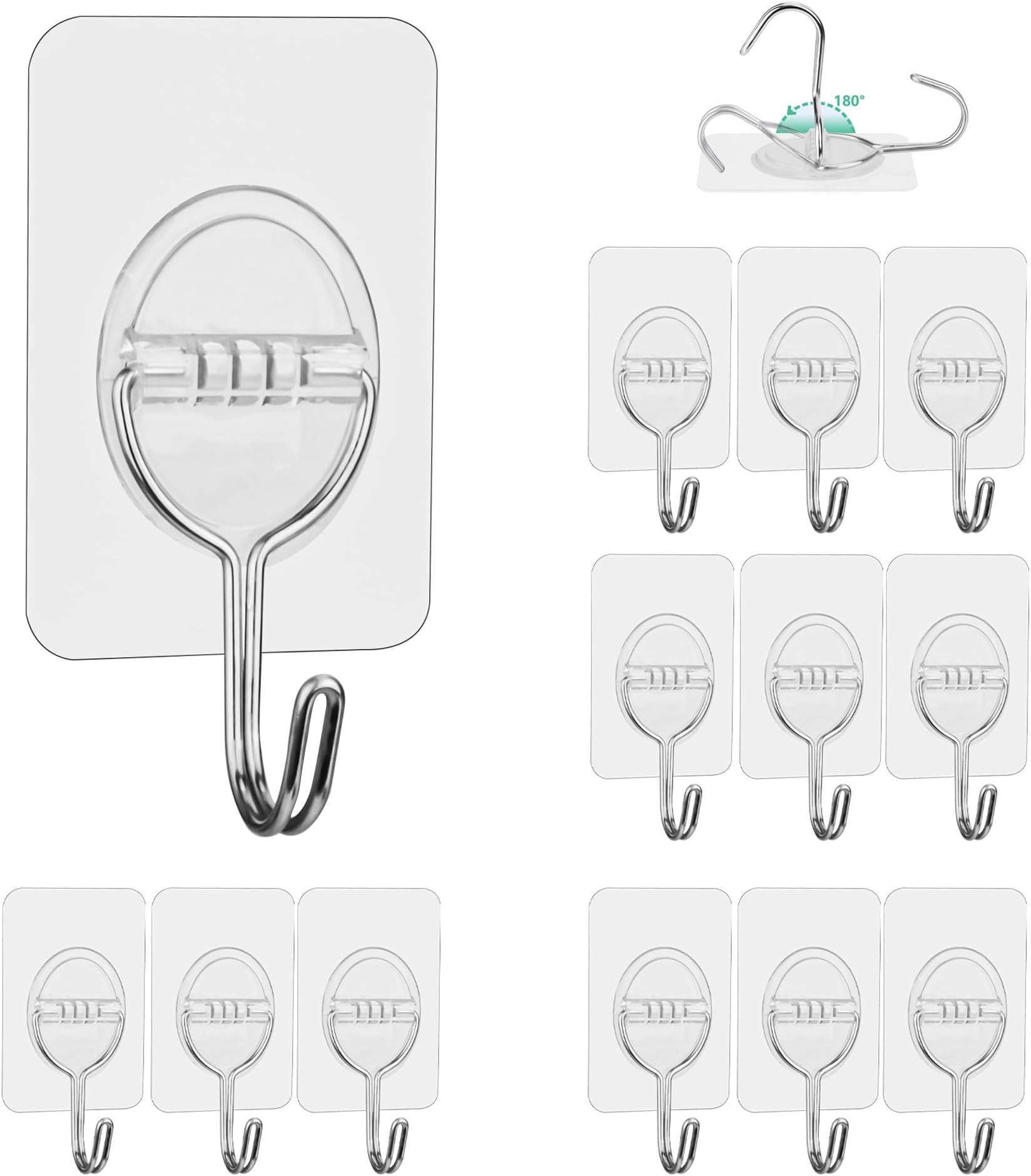 Tooackl 20pcs Adhesive Hooks 13lb(Max) Heavy Duty Sticky Hooks for ...