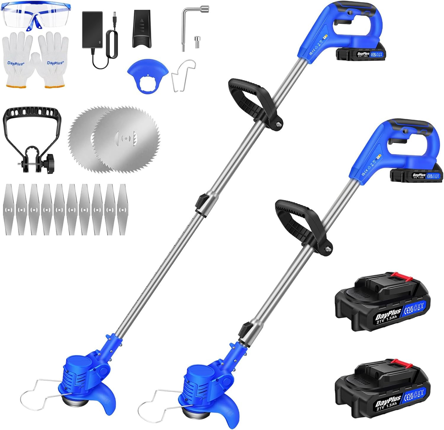 21V Cordless Strimmer, Telescopic Lightweight Electric Garden Strimmer ...