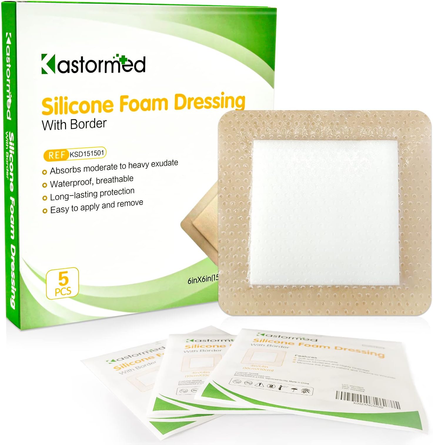 Amazon.com: MED PRIDE Waterproof Silicone 6'' X 6'' Foam Wound Dressing ...
