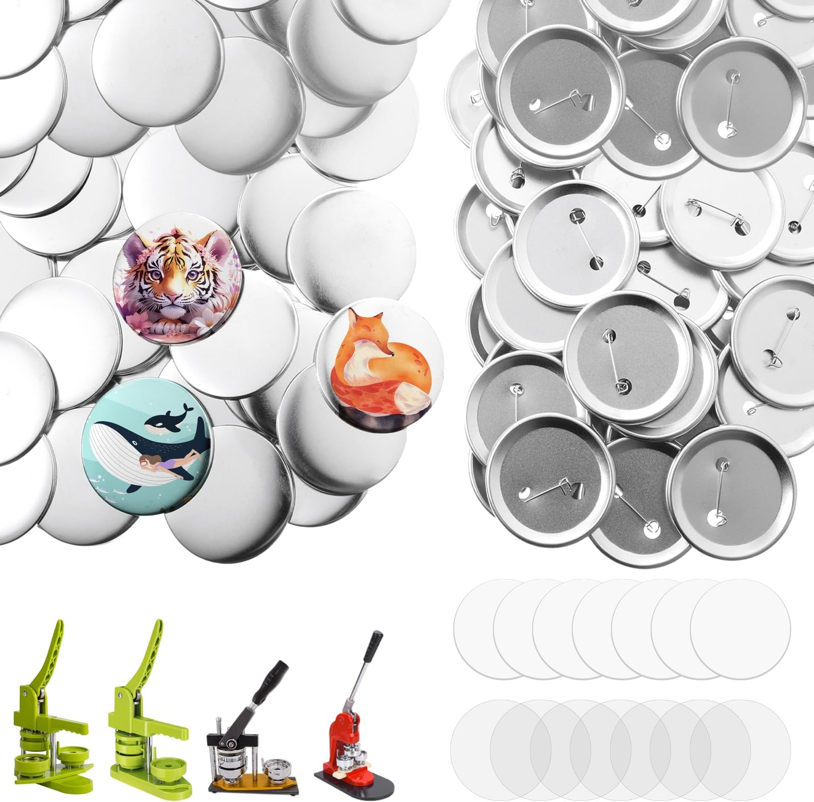 Amazon.com: Onemorello 200 Sets Button Maker Supplies, 2.28 inch / 58mm ...