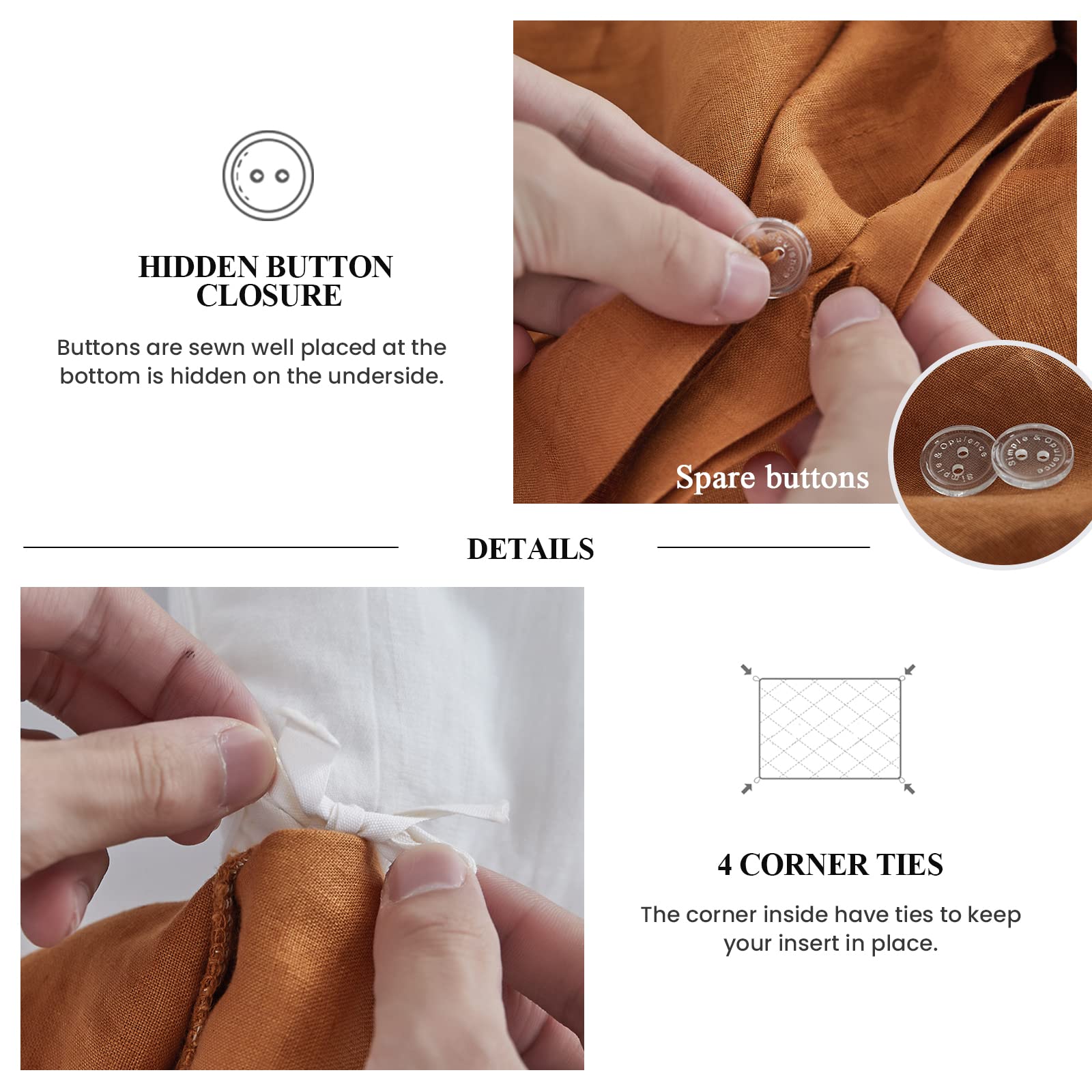 Simple&Opulence 100% Washed Linen Duvet Cover Set-3 Pieces Shabby Chic ...