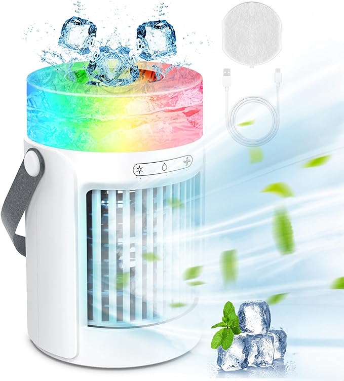 Amazon.com: Mini Portable Air Conditioners Humidifier with 3 Speeds & 7 ...