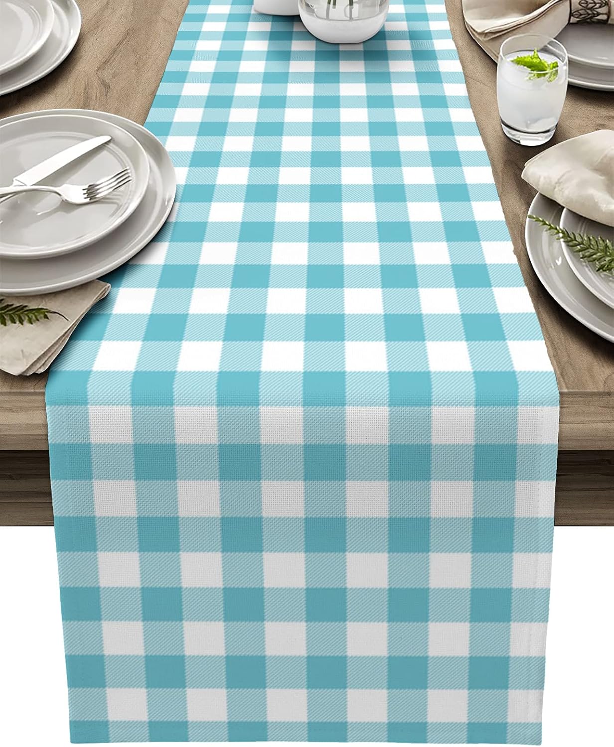 Amazon.com: Geometric Texture 1 Pack Cotton Linen Table Runner 13x90 ...