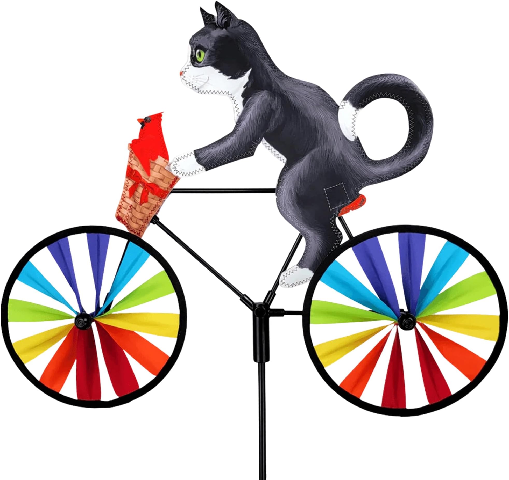 Amazon.com: Vintage Cat Bicycle Wind Spinner, Funny Animal Riding Bike ...