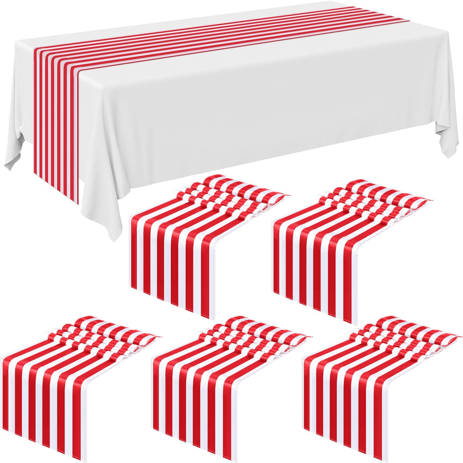 Amazon.com: Hester & Cook Striped Table Runner - Red Paper Table Runner ...