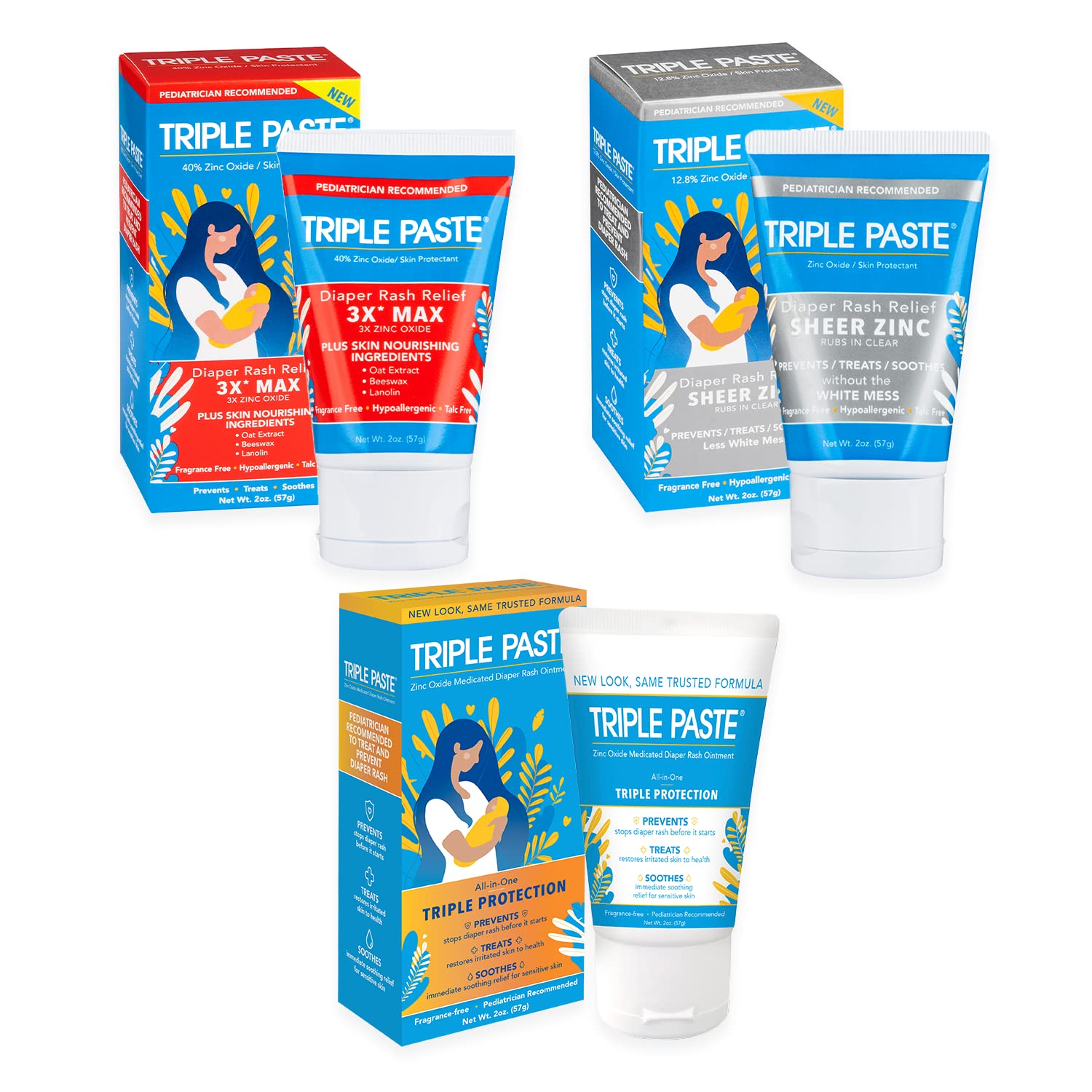 Amazon.com: Triple Paste Gift Bundle: Diaper Rash Cream 2 oz Ointment ...
