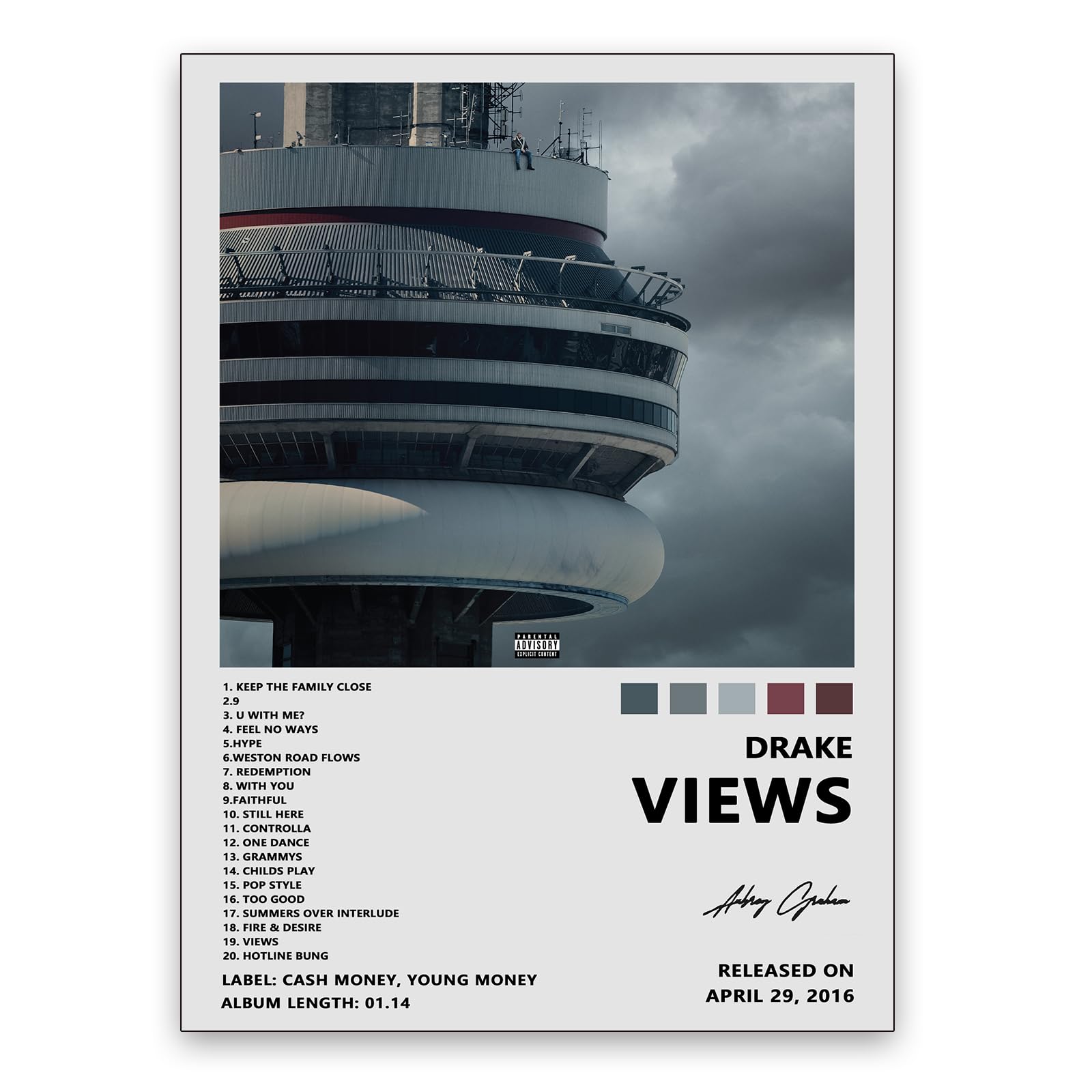 Snapklik.com : FestiKit Drake Poster Views Album Cover Wall Art Rapper ...