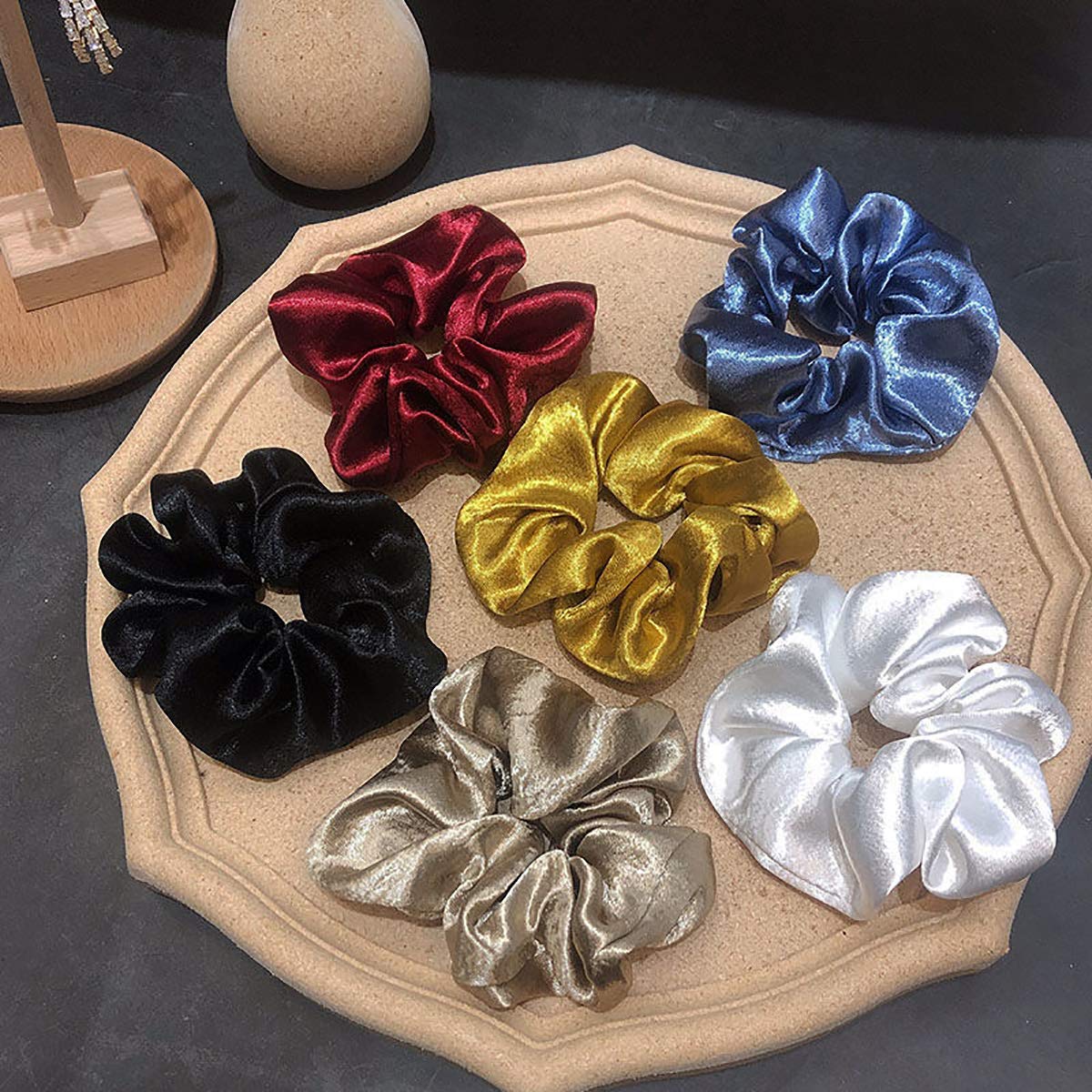 Amazon.com : OCheng 9Pcs Silk Satin Hair Scrunchies Metallic Gold ...