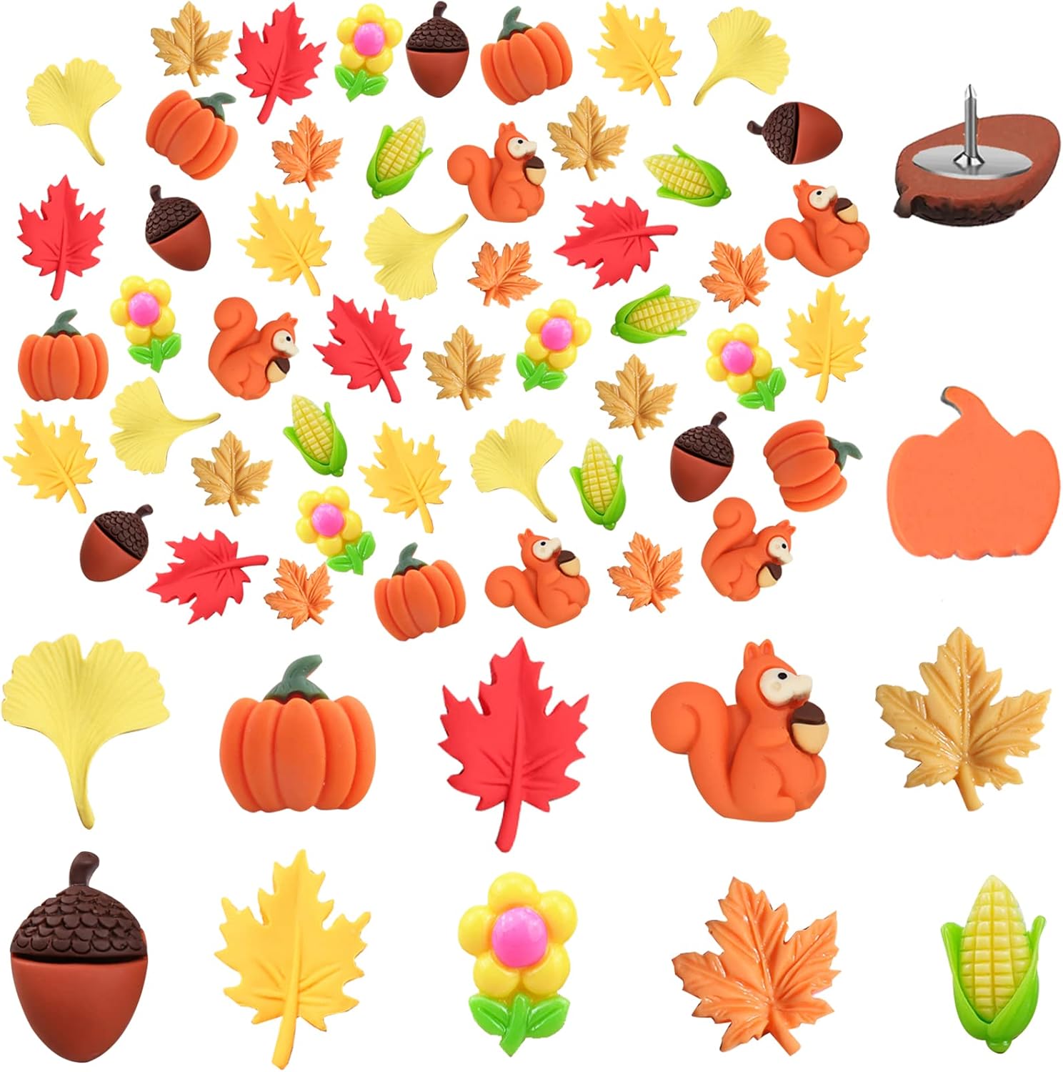 Amazon.com: 50 Pcs Autumn Decorative Push Pins, Fall Thumb Tacks ...