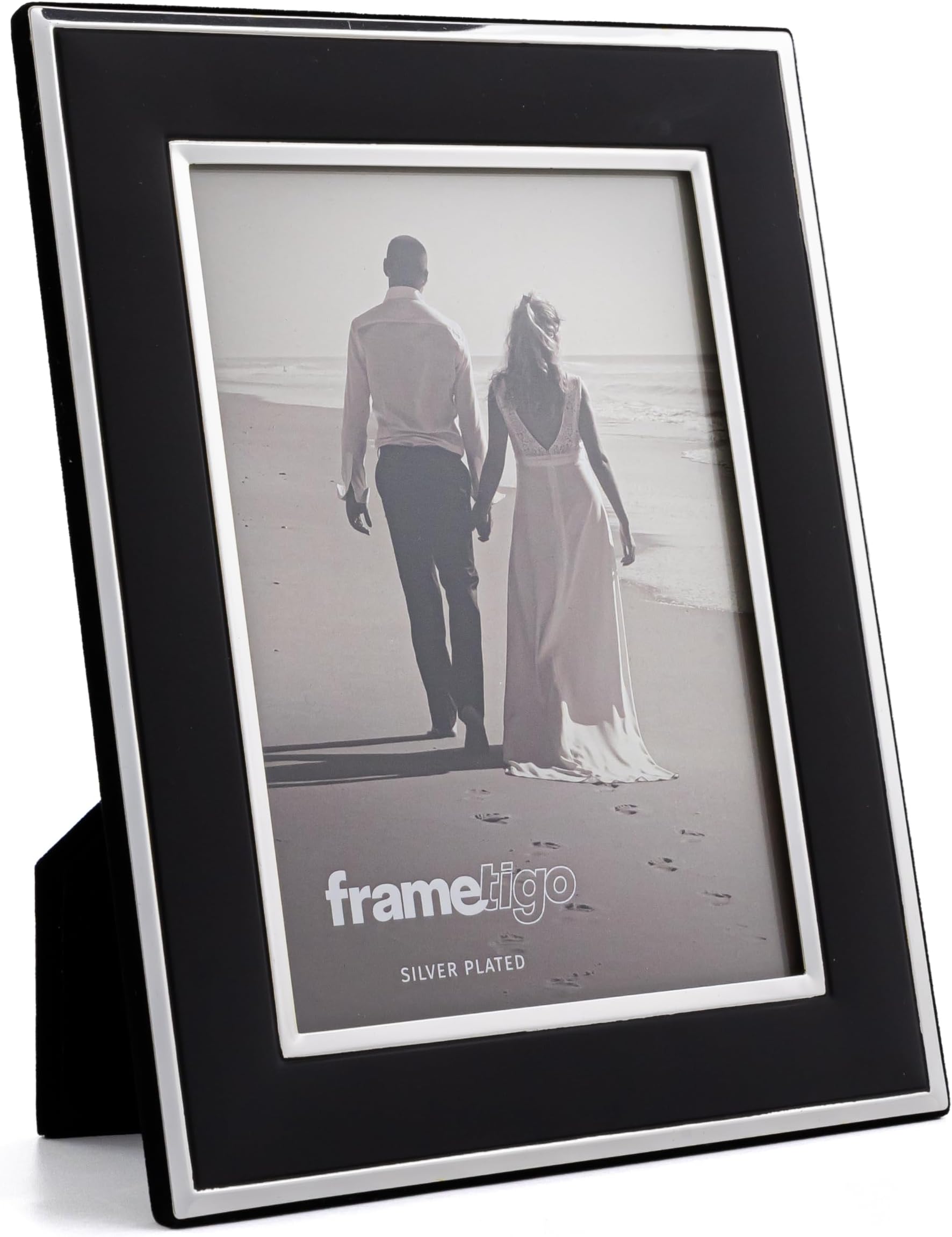 Frametigo Silver Plated Black Photo Frame – Fits Photo Size 5"x7 ...