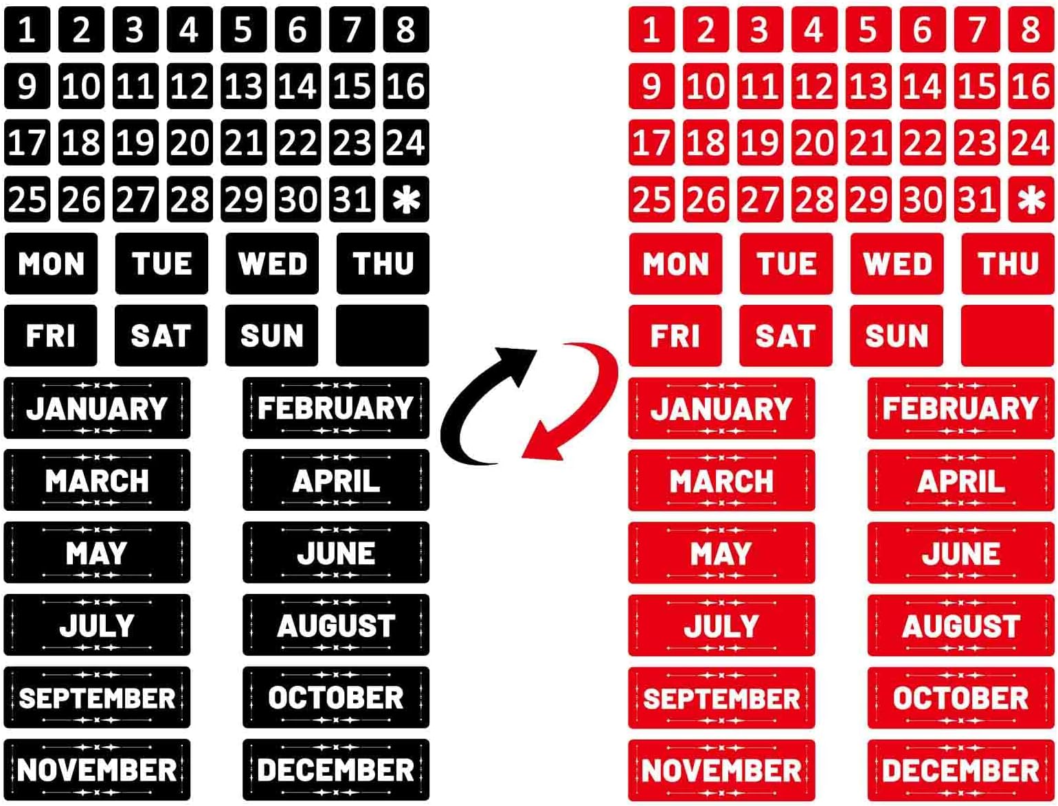 Amazon.com: Lesnala Double-Sided Magnetic Calendar Numbers Month Week ...
