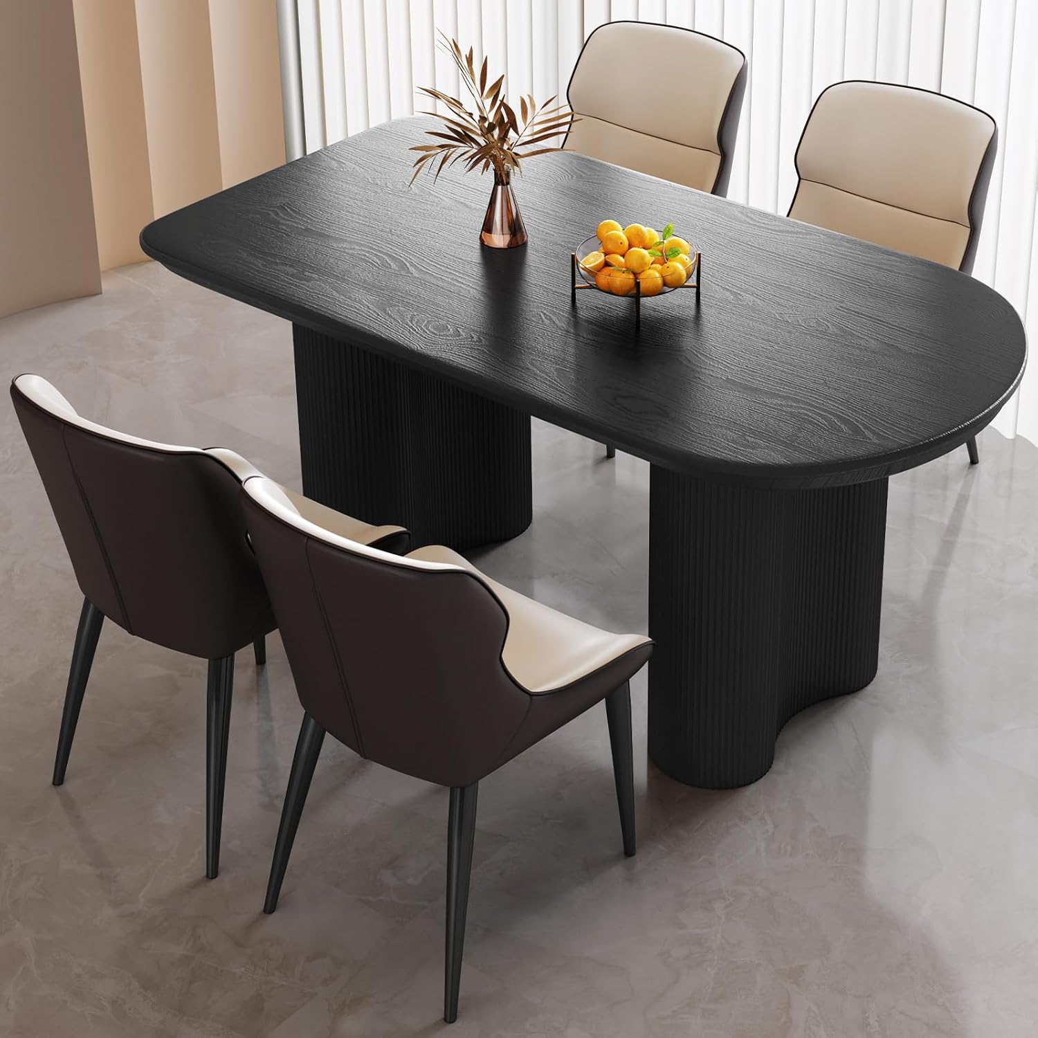 Amazon.com: GraceNook Black Dining Table Set,55.11" Dining Room Table ...