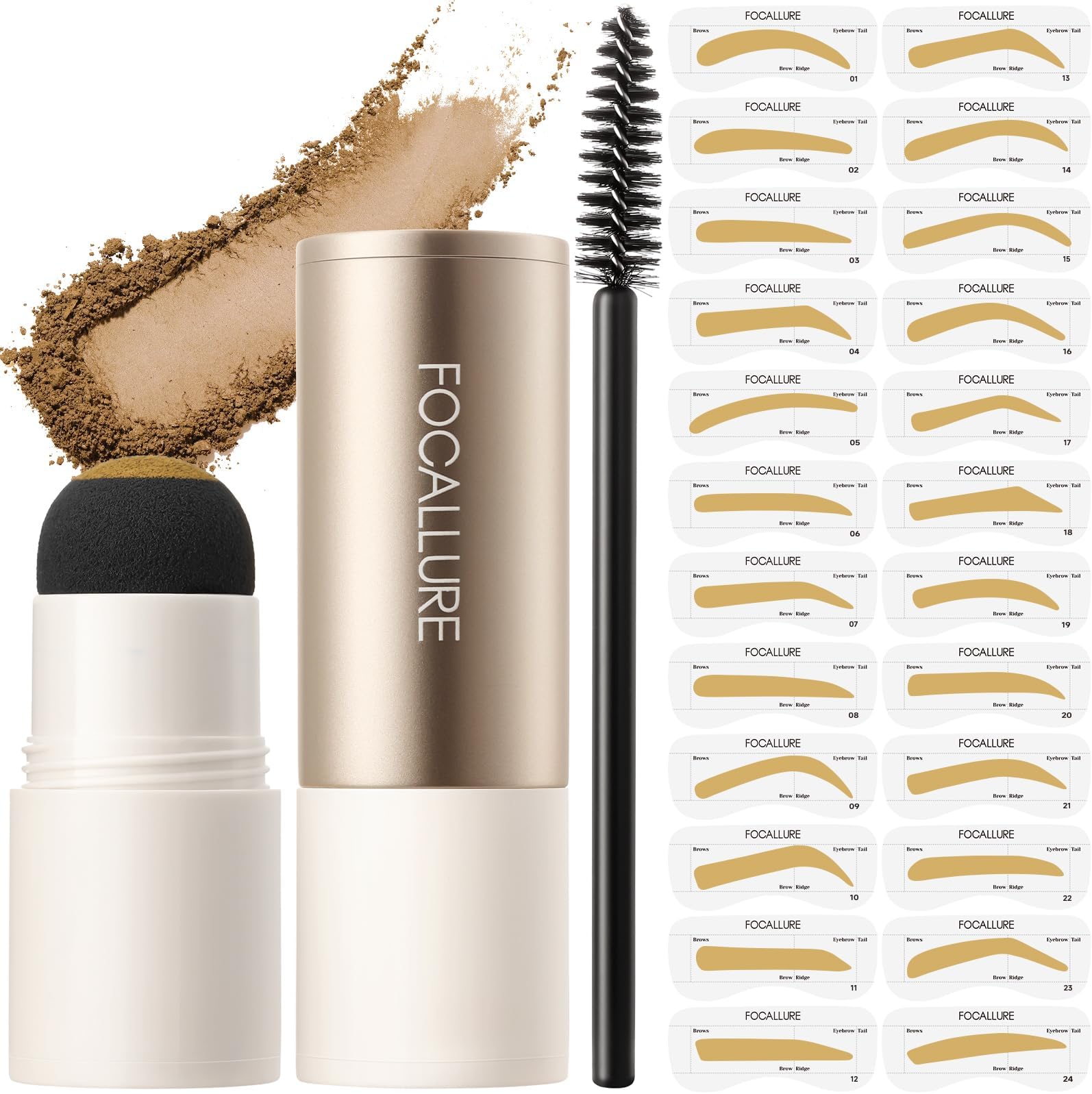 Amazon.com : FOCALLURE Eyebrow Stamp and Eyebrow Stencil Kit, 24 ...