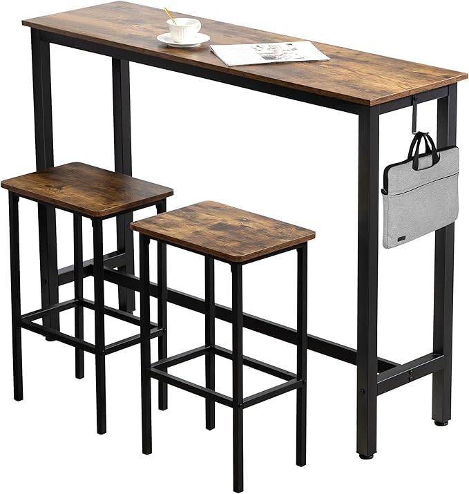 Amazon.com: Finnhomy 52.7" Industrial Bar Table Set with 2 Stools ...