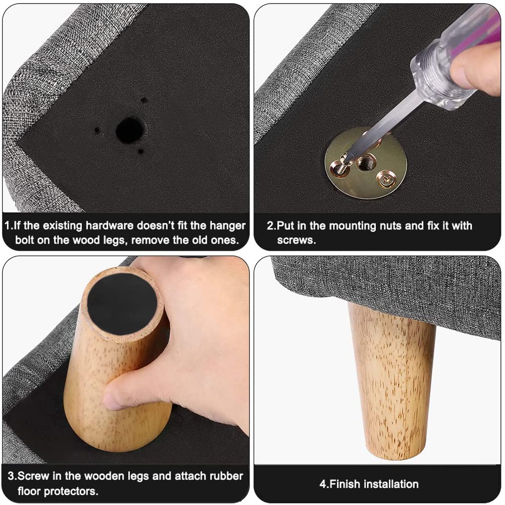 Snapklik.com : LBW Chair Legs Replacement 6 Inch Solid Wood Legs Mid ...