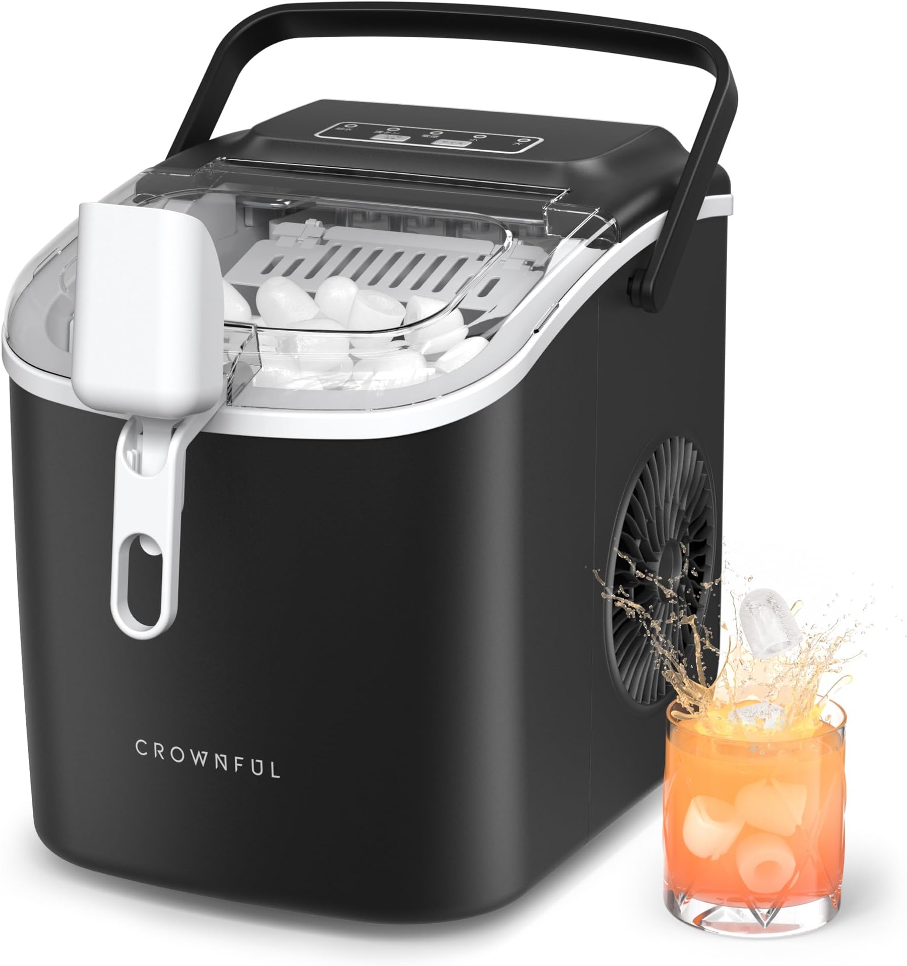CROWNFUL Ice Maker Countertop, Portable Self-Cleaning Ice Maker Machine ...