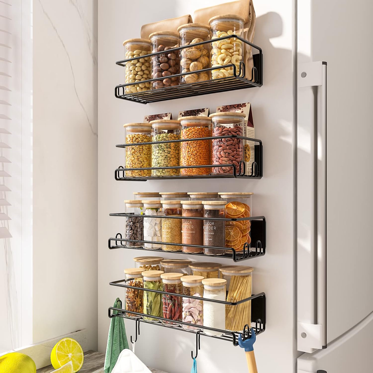 Amazon.com: HEBELLE Magnetic Spice Rack Organizer, Space Saver for ...