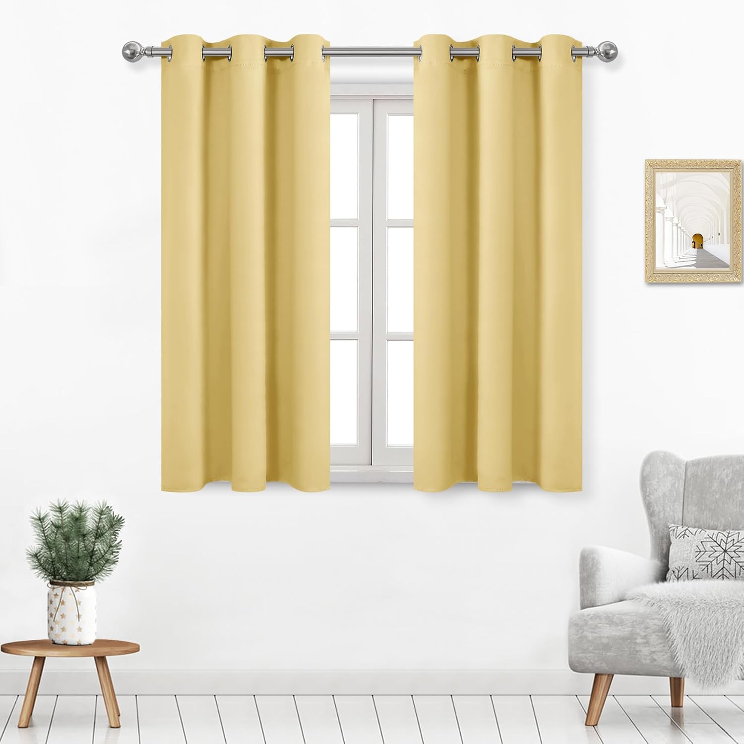 Amazon.com: DWCN Light Yellow Curtains for Living Room, Blackout ...