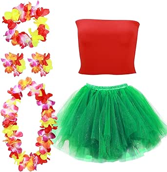 Amazon.com: Yahenda 6 Pcs Hawaiian Woman Costume Tutu Hula Skirt with ...