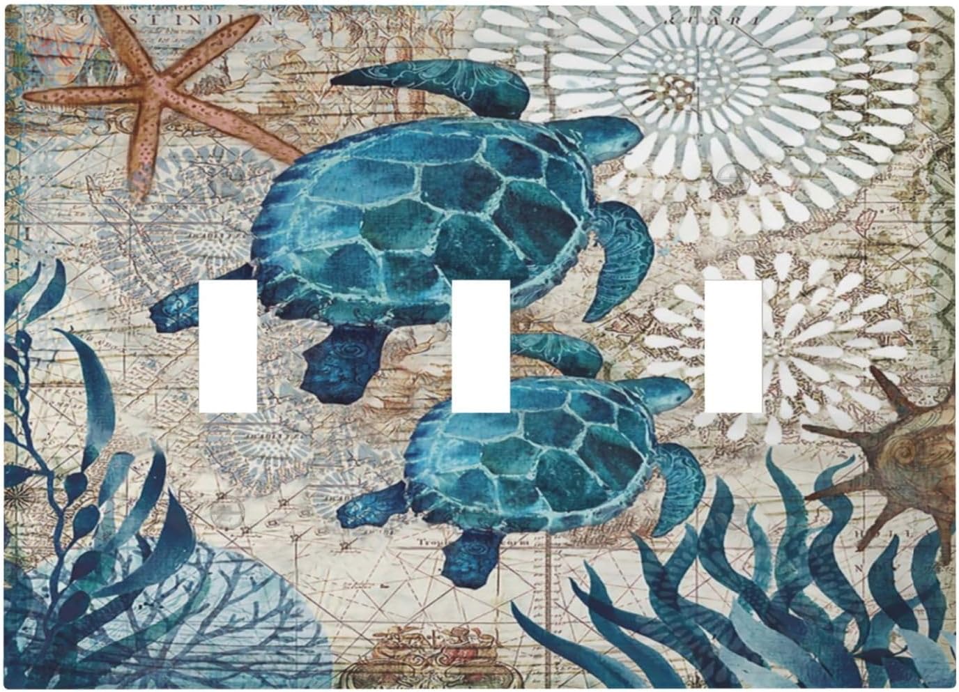 Beach Turquoise Blue Sea Turtles Decorative Triple Toggle Light Switch ...