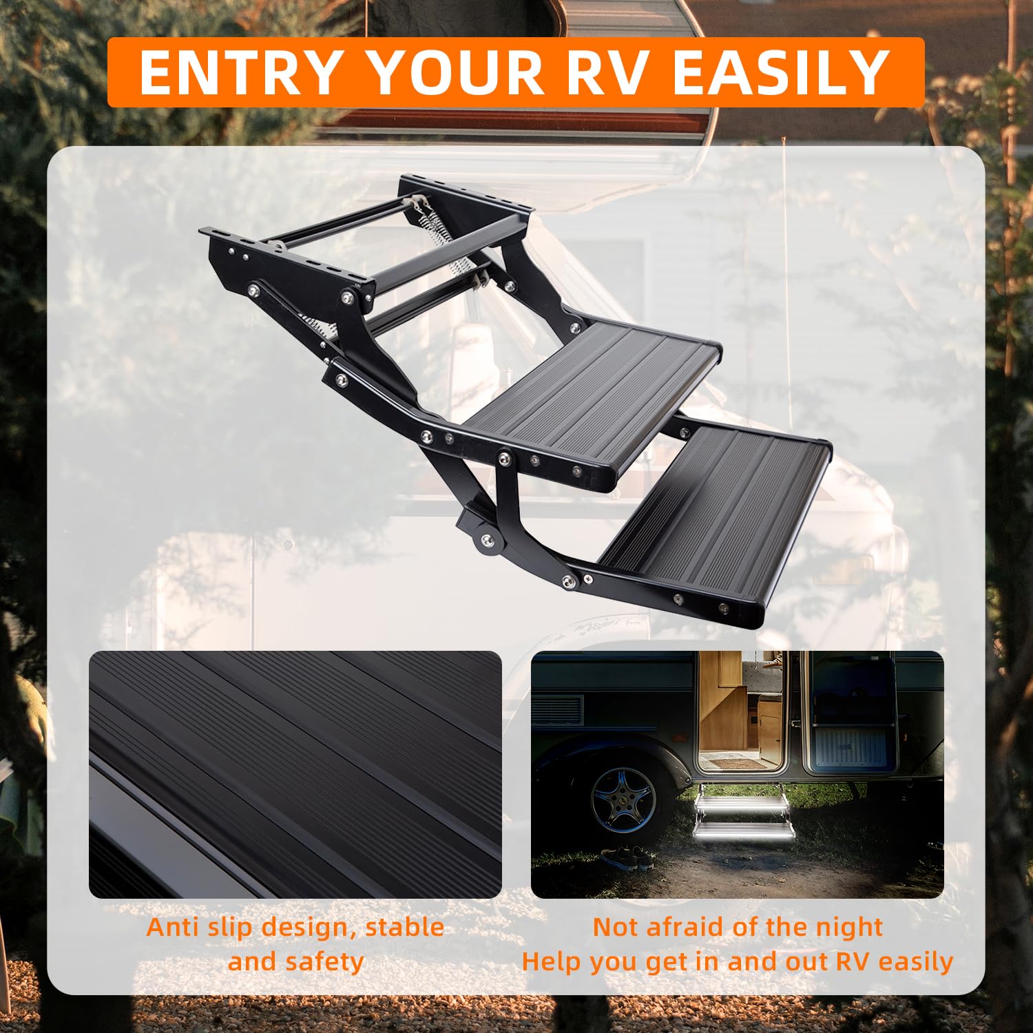 Snapklik.com : Homeon Wheels RV Camper Steps Compact One-Hand Expand Or ...