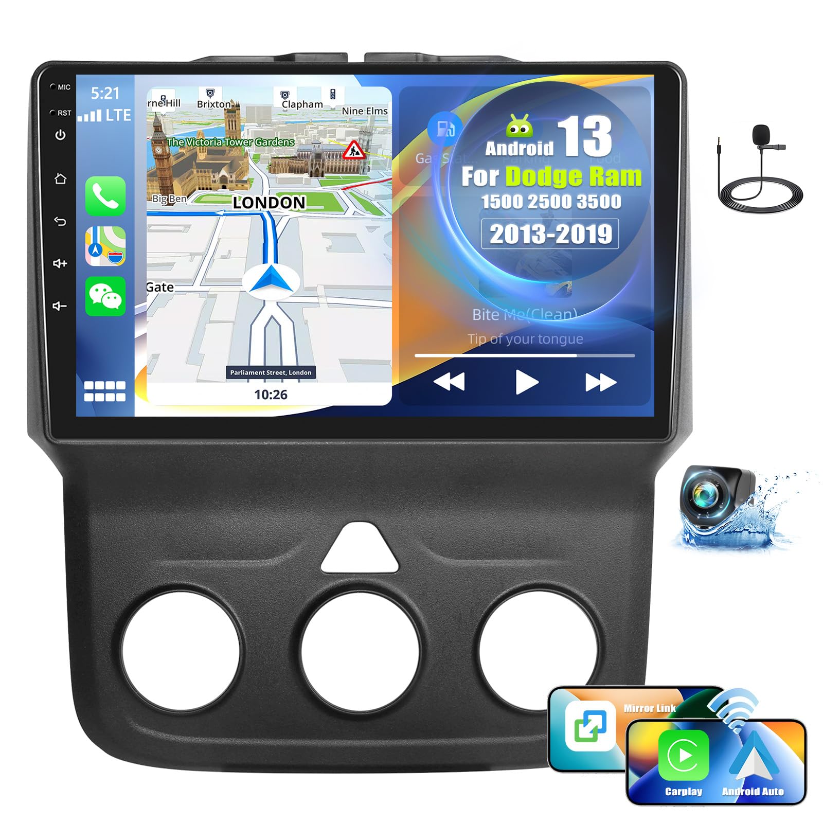 Android 13 Car Stereo for Dodge Ram 1500 2500 3500 2013-2019,9 inch ...