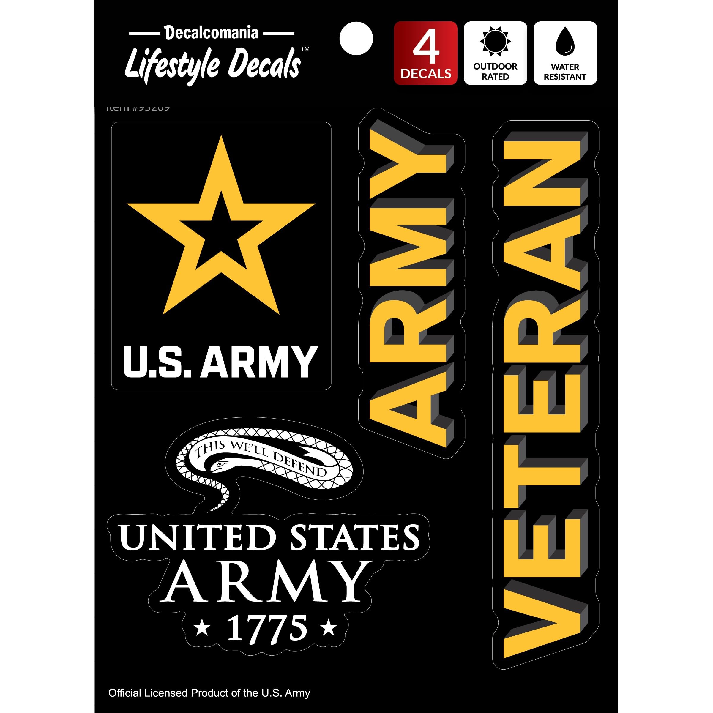 Amazon.com - US Army Veteran Car Decals - Set of 4 Window Stickers Army ...