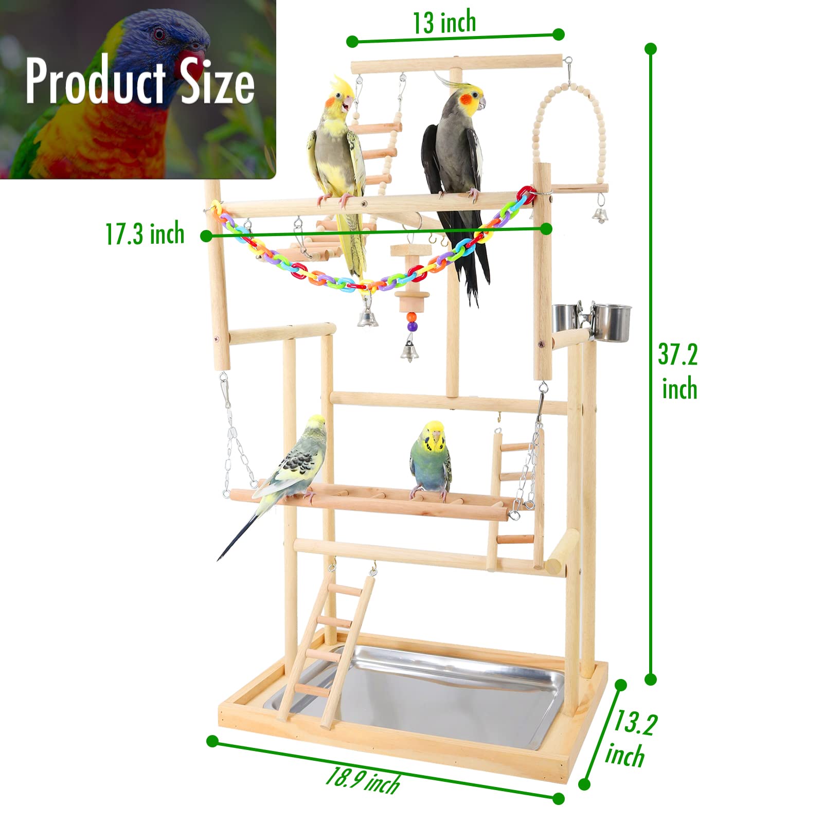 Kweetle 4 Layers Pet Parrot Playstand Bird Playground Bird Parrots Play ...