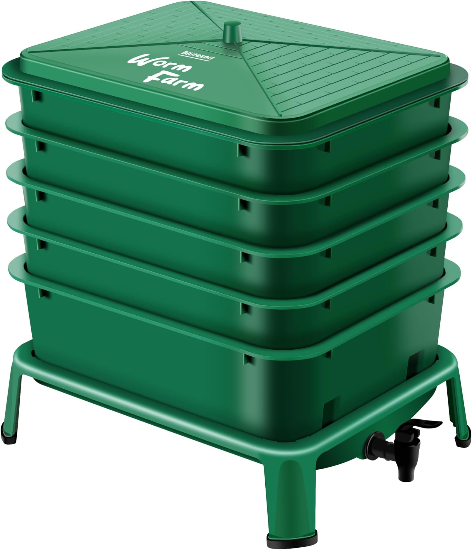 Amazon.com : VermiHut 5-Tray Worm Compost Bin, Dark Green with Free ...