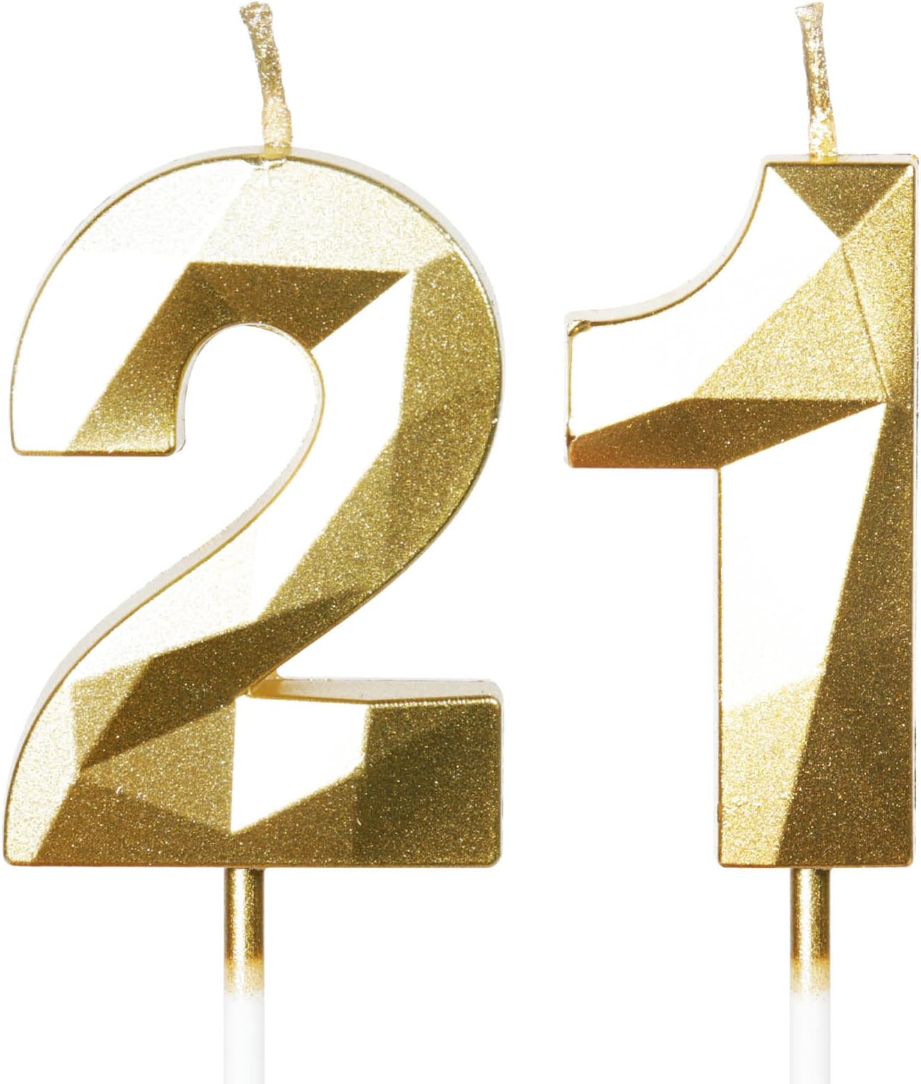 21st Birthday Candles Gold Number 21 Candles for Birthday Cake, Gold 21 ...