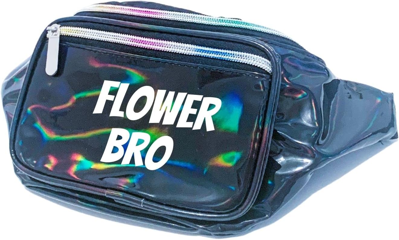 Amazon.com | Flower Bro Holographic Metallic Fanny Pack (Gold w/White ...