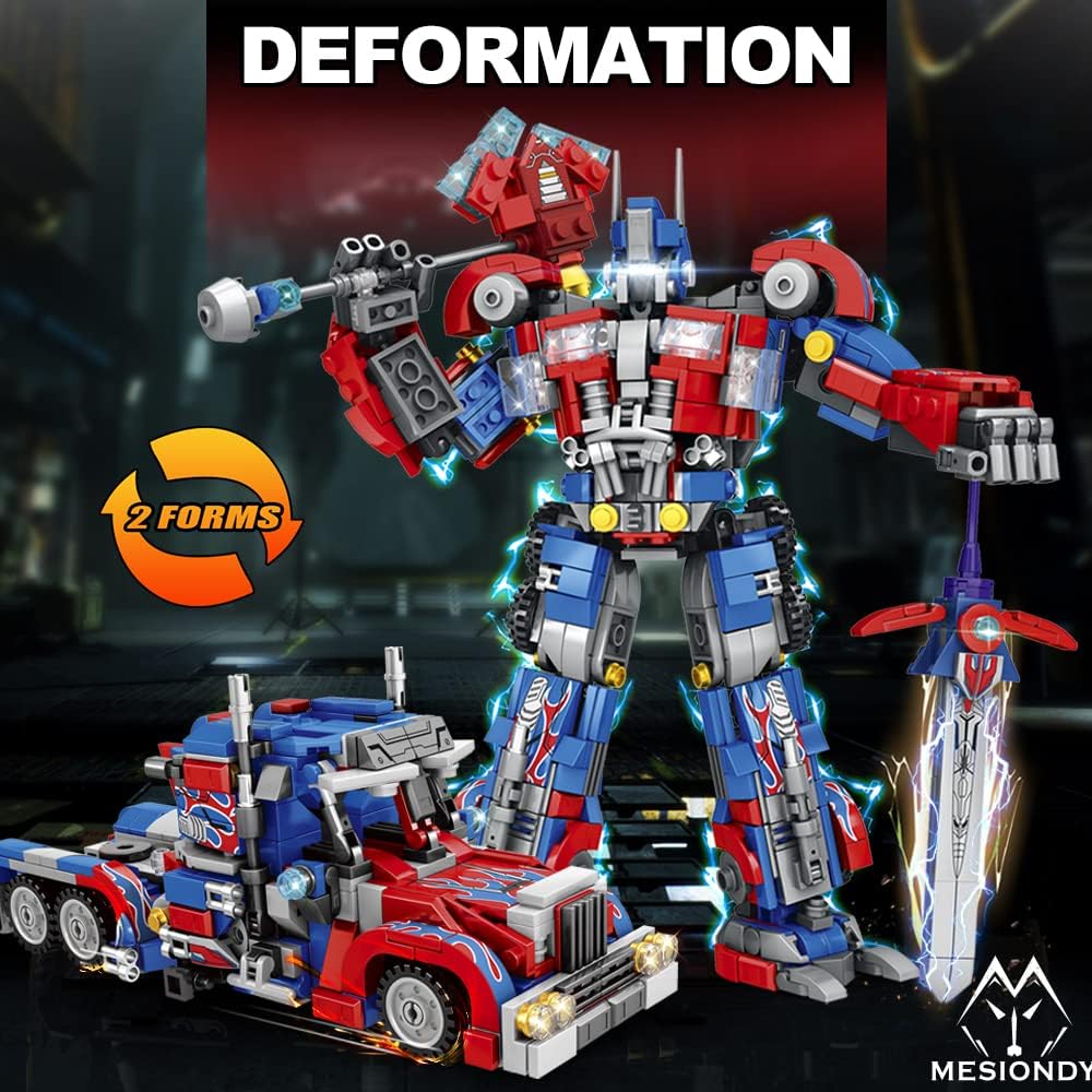 Mesiondy Robot Building Toy Set, 2 in 1 Transforming Robot Building Kit ...