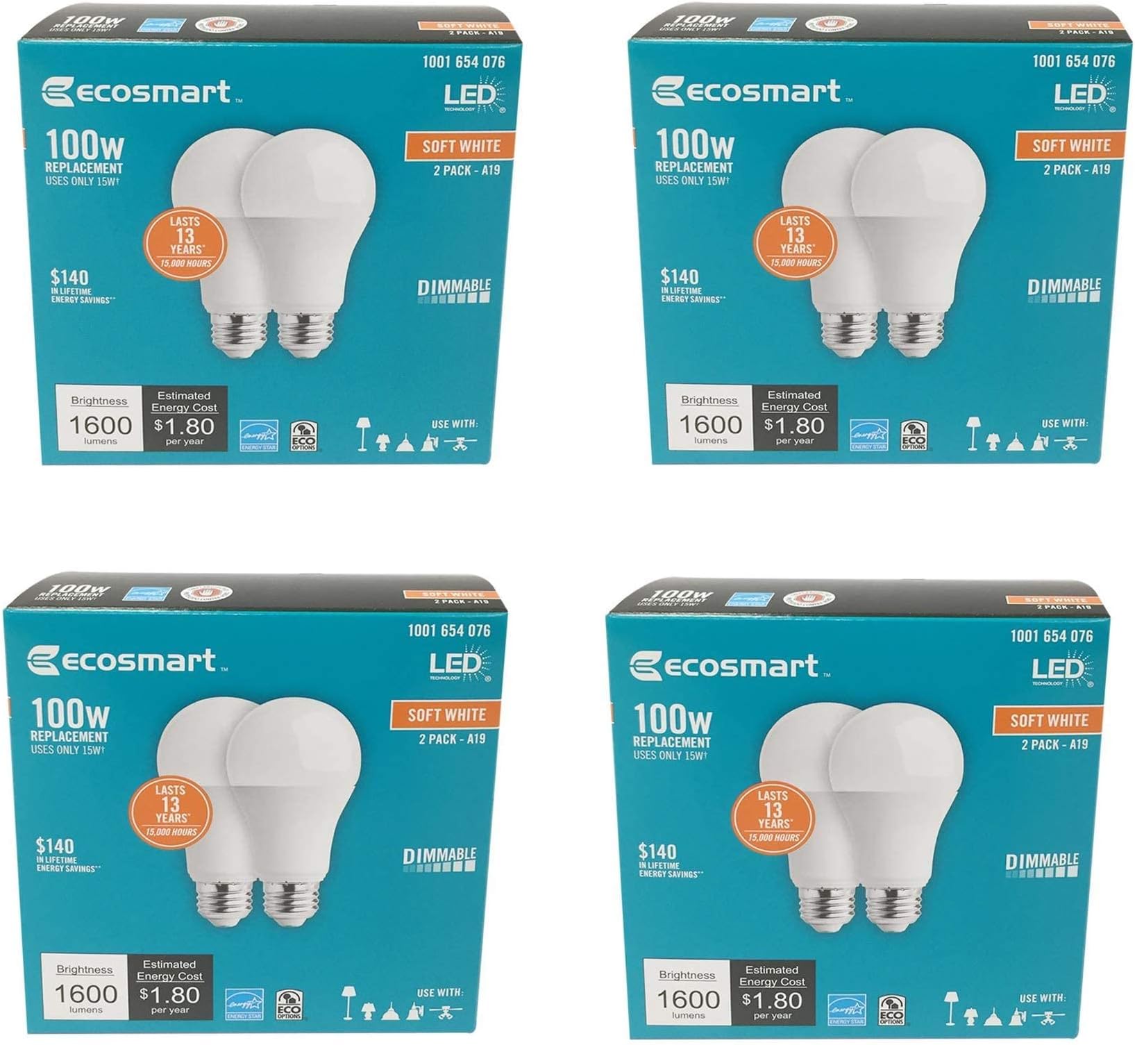 100W Equivalent Soft White A19 Energy Star and Dimmable LED Light Bulb ...