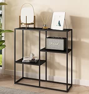 Hallowood Furniture Black Metal Display Unit - Modern Minimalist ...
