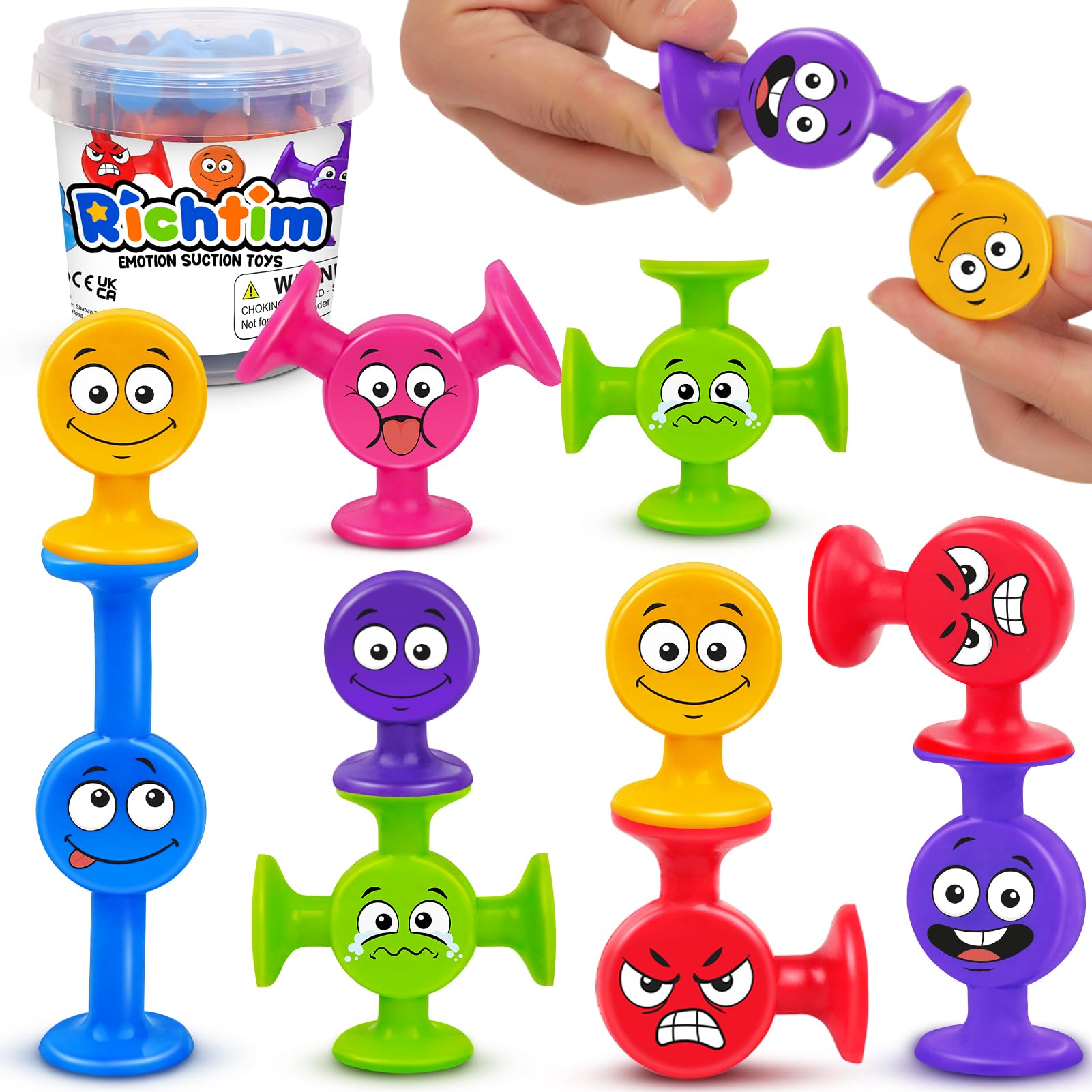 Amazon.com: Suction Toys Toddlers Bath Toys: 24 Pcs Emotion Sensory ...