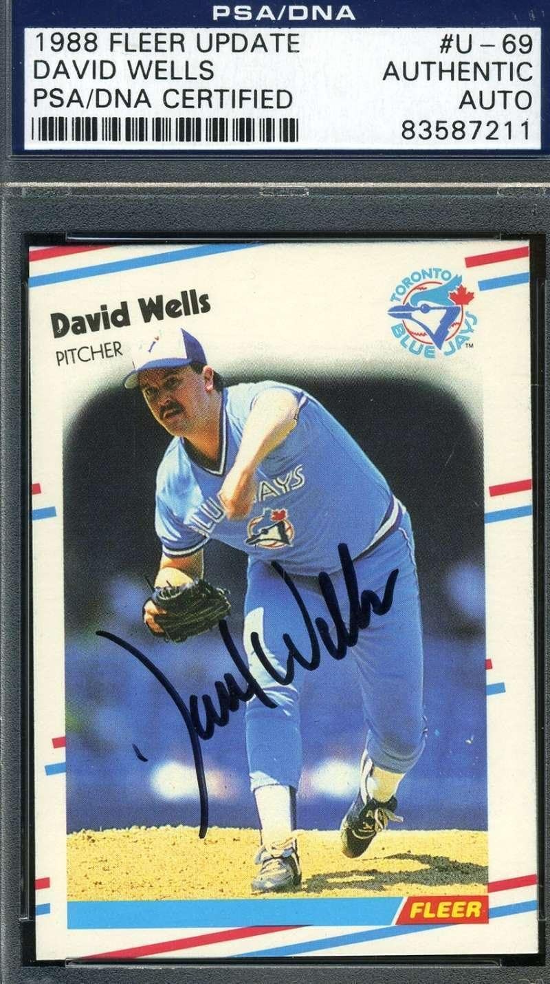 David Wells 1988 Rookie Fleer Signed Certified Authentic Autograph ...