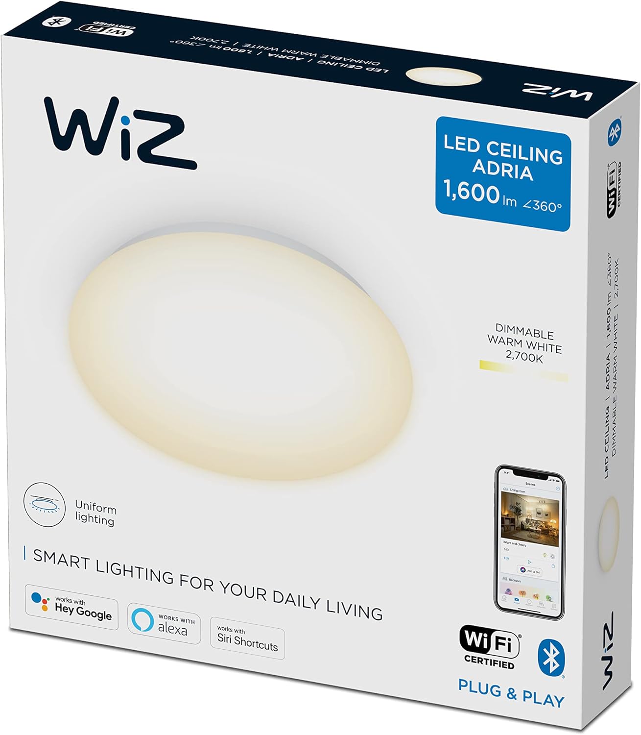 WiZ Dimmable Adria [17W – 2700K Warm White] WiFi Smart Connected ...