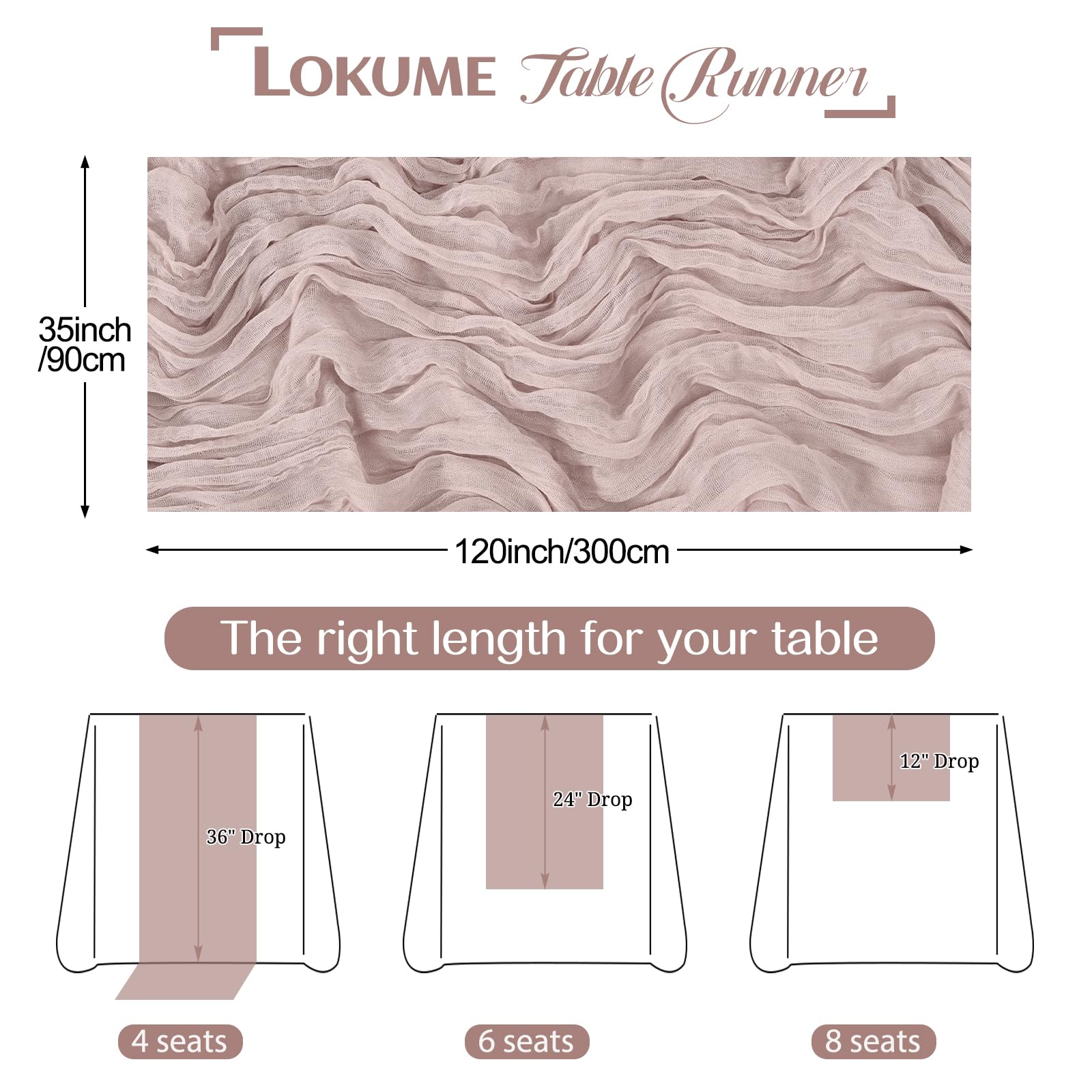 Snapklik.com : 12 Pack Rose Brown Cheesecloth Table Runner 10ft Rustic ...