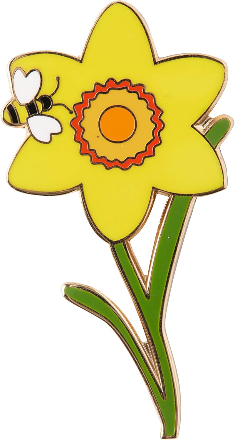 Marie Curie Daffodil and Bee Enamel Pin Badge, Gold : Amazon.co.uk: Fashion