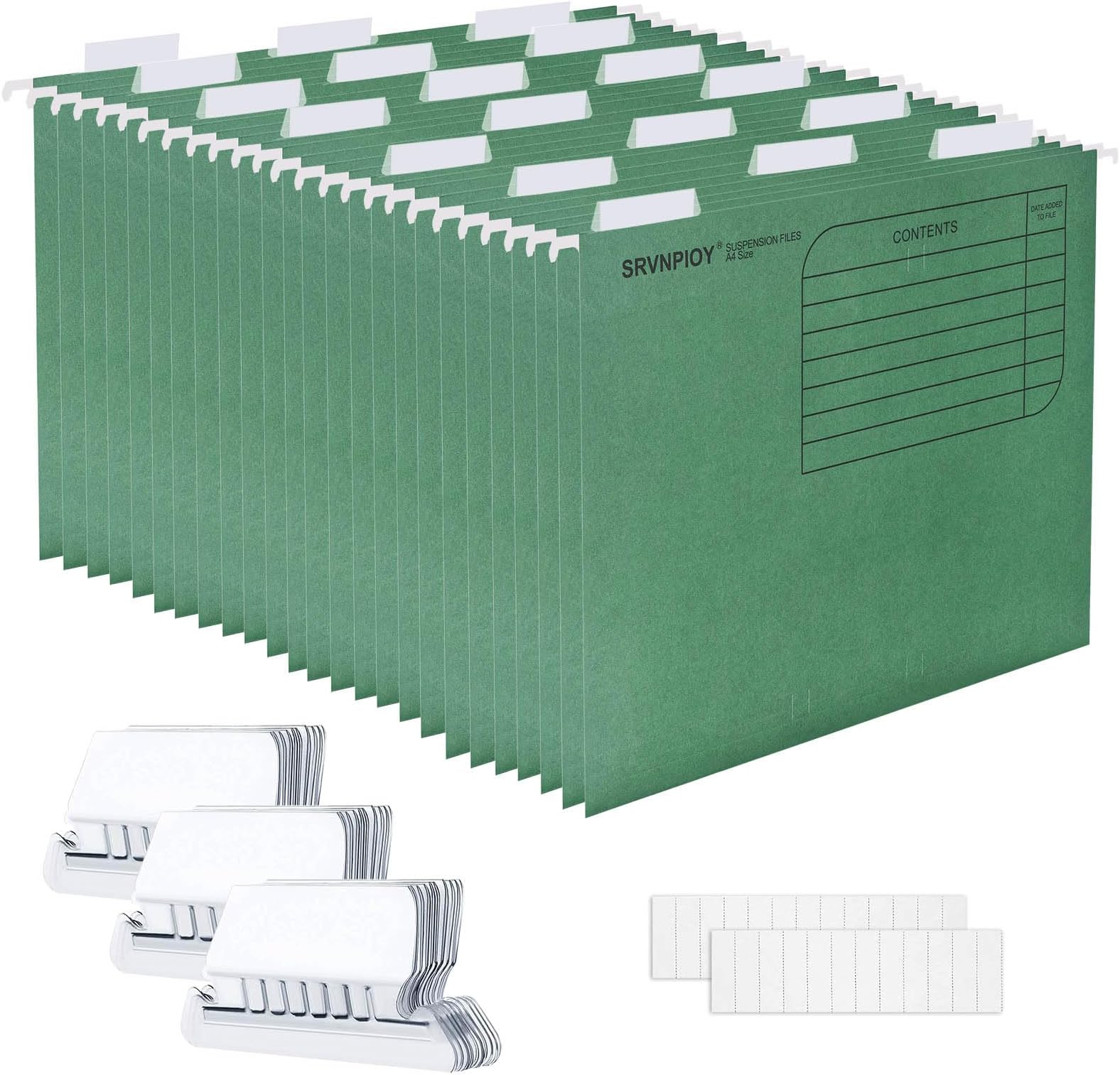 Srvnpioy 25Pcs A4 Suspension Files with Tabs and Card Inserts for ...