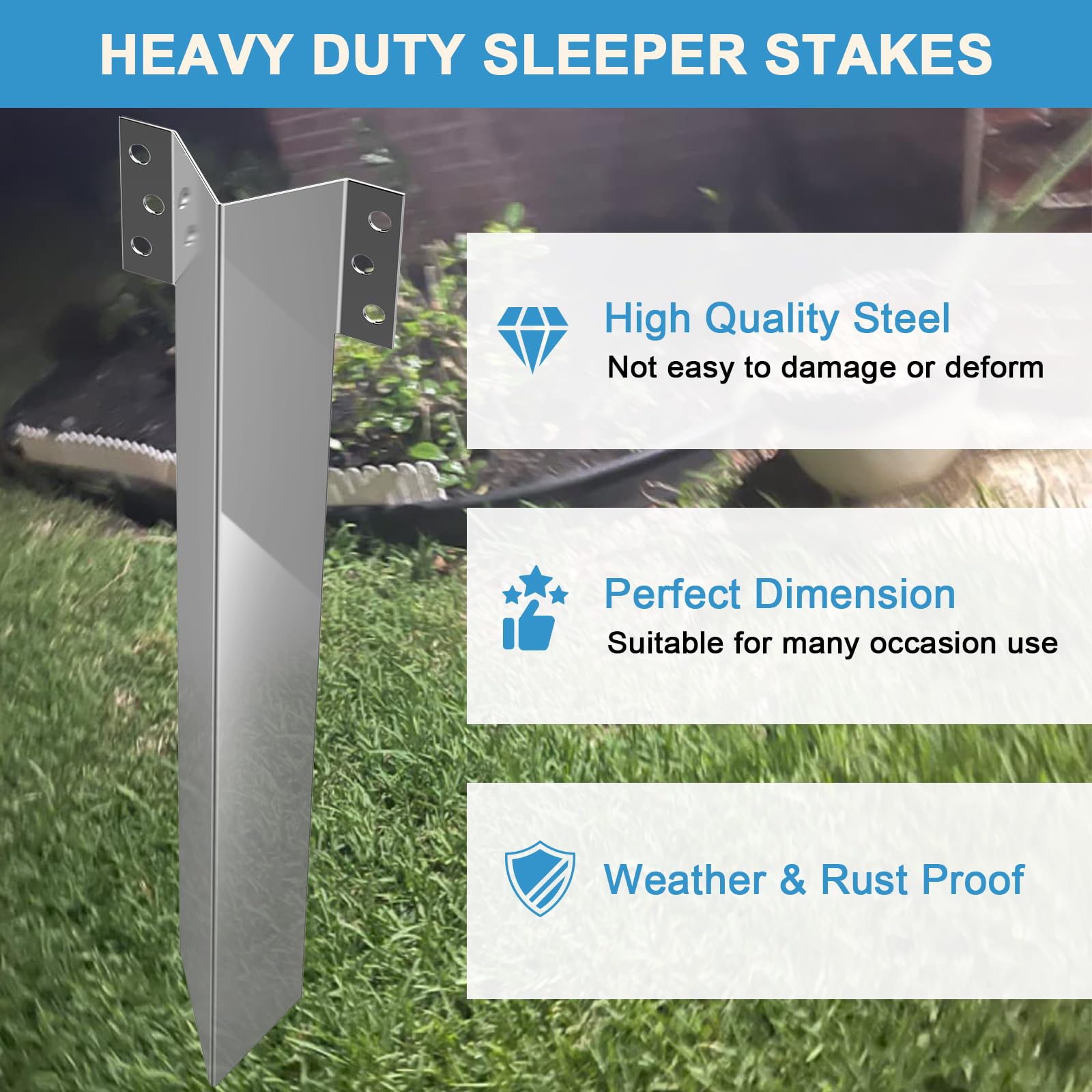 Snapklik.com : 10 Pack Fixing Peg Timber, Heavy Duty Sleeper Stakes ...