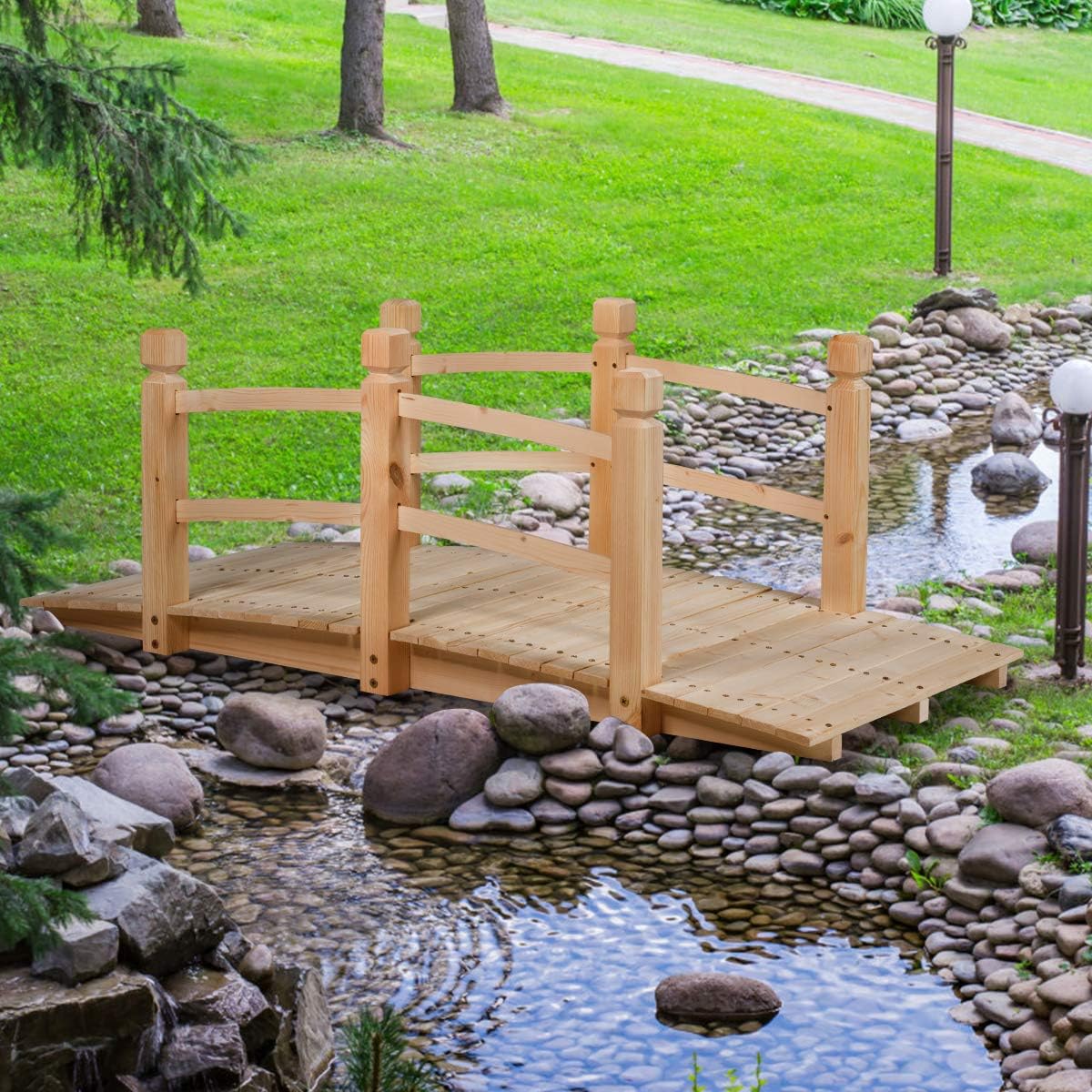 Amazon.com : Westcharm 5 ft. (59 in.) Wooden Garden Bridge/Garden ...