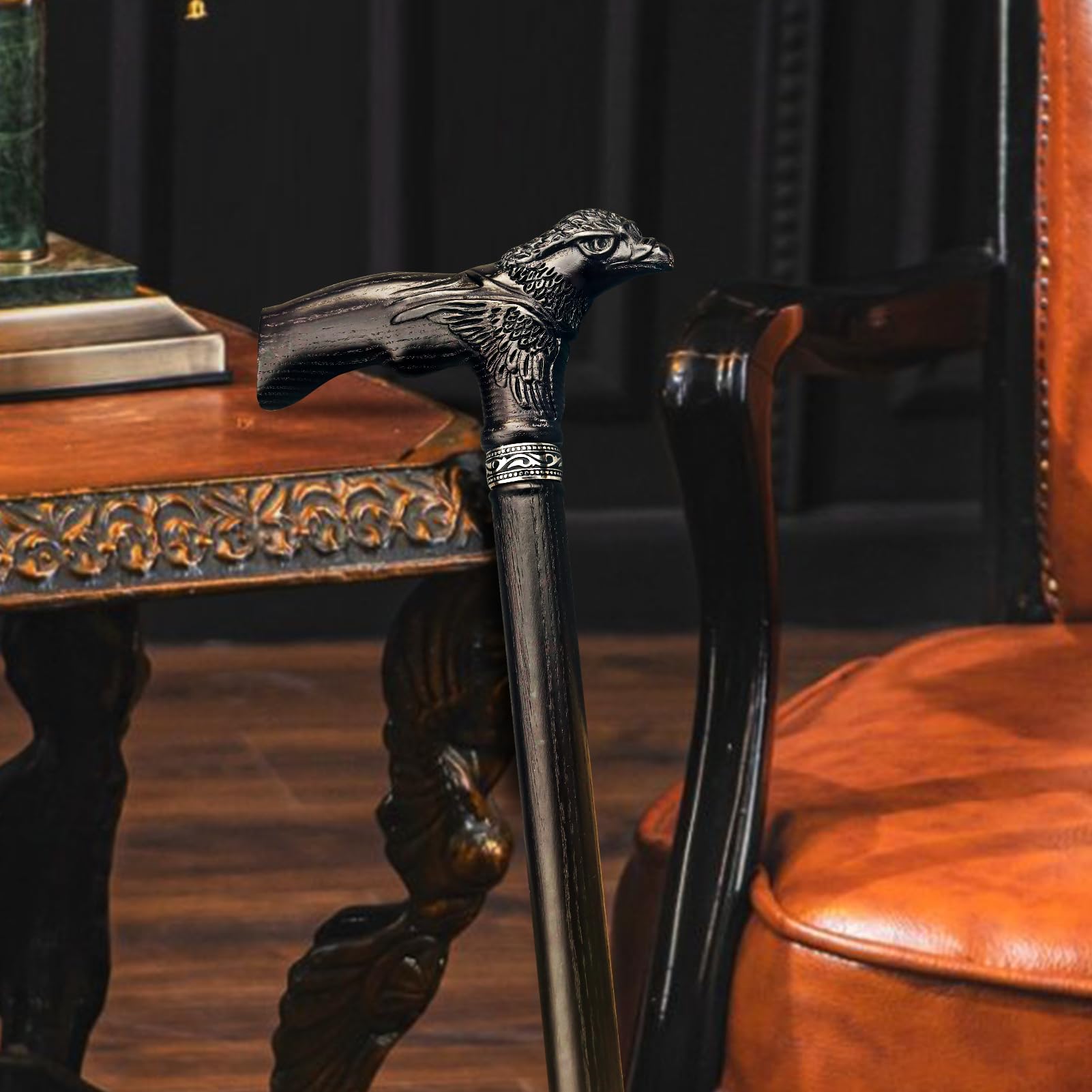 Snapklik.com : Uoagain Hand Carved Wooden Walking Cane USA Made Eagle ...