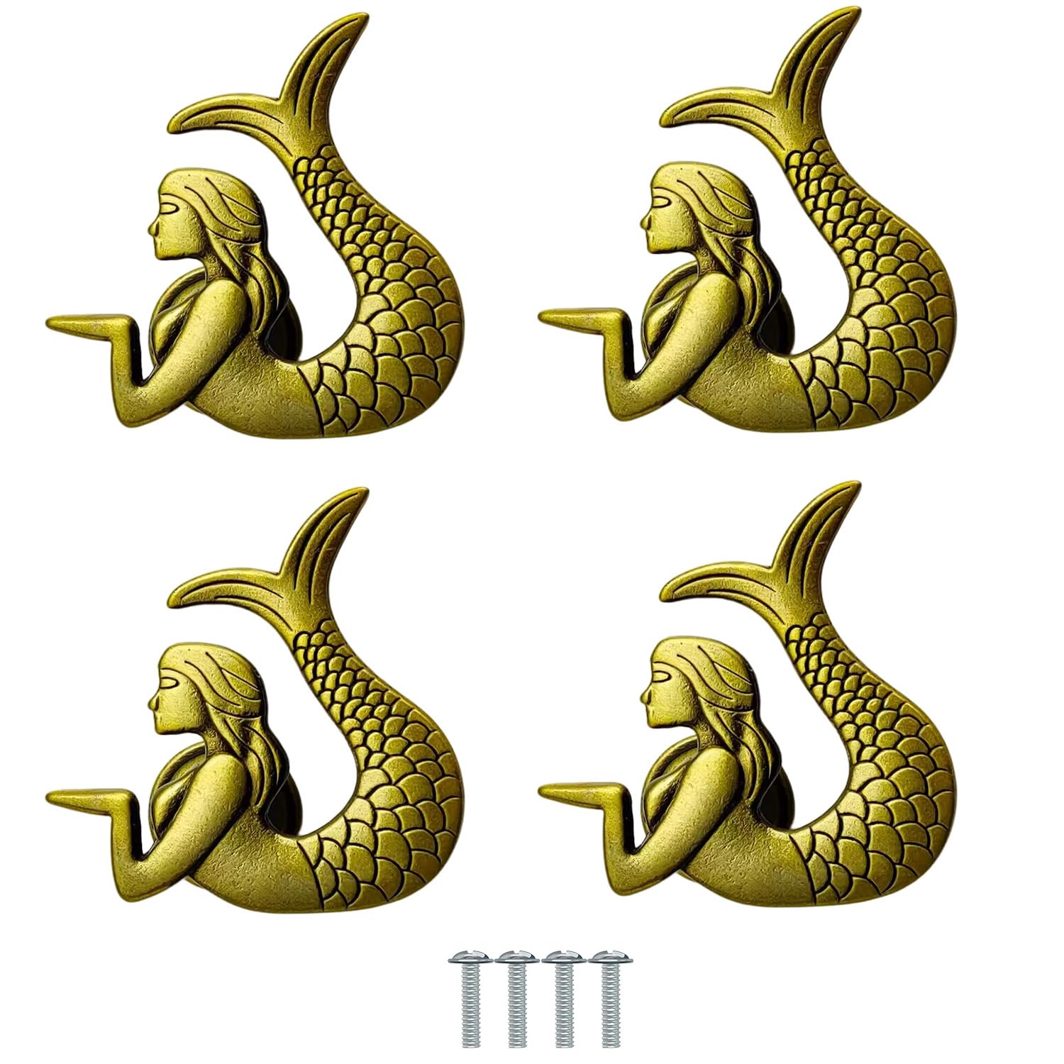 LFWATAXY 4PCS Retro Mermaid Pull Knobs - Mermaid Drawer knobs ...