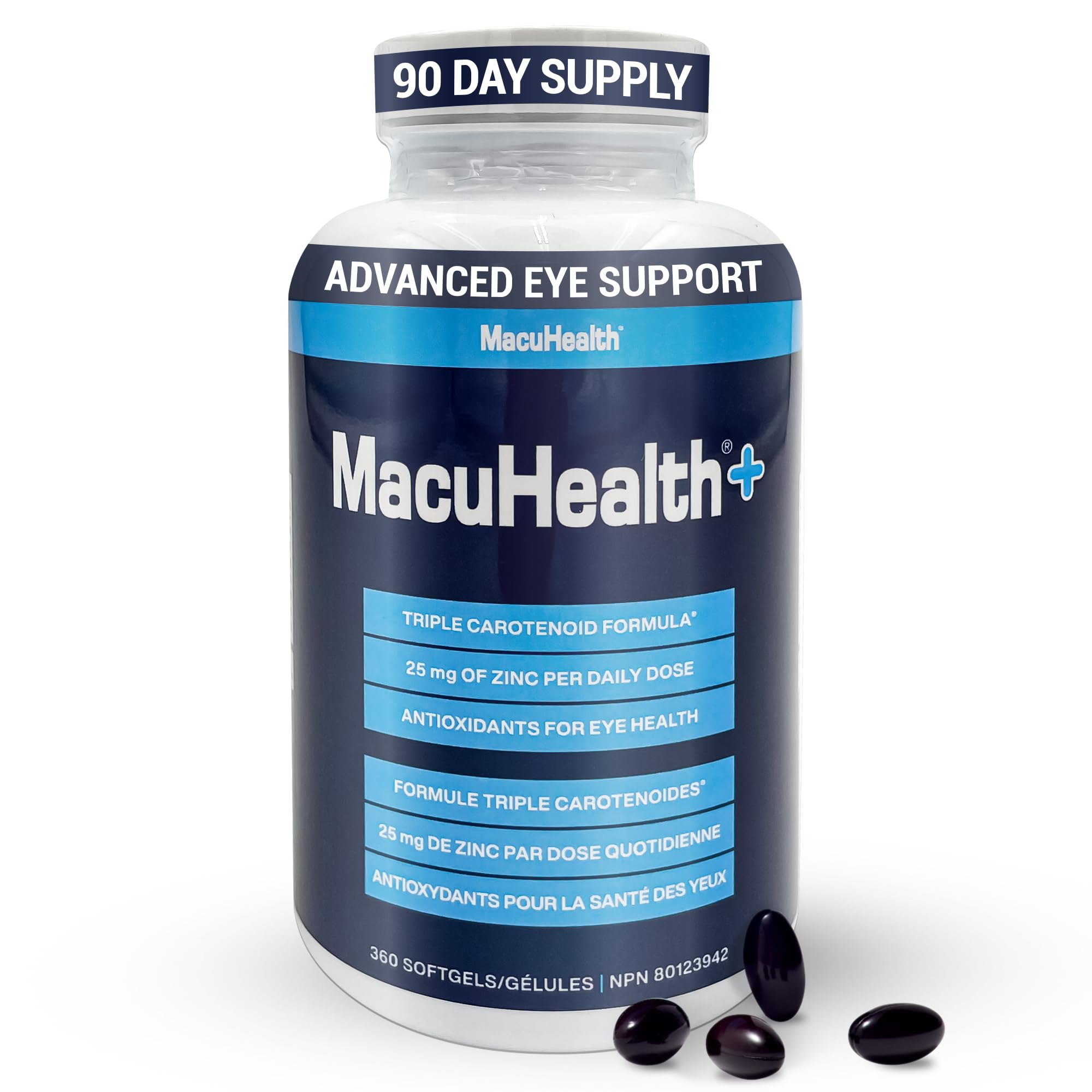 Macuhealth Plus+ Eye Vitamins Supplement for Adults - 90 Day Supply ...