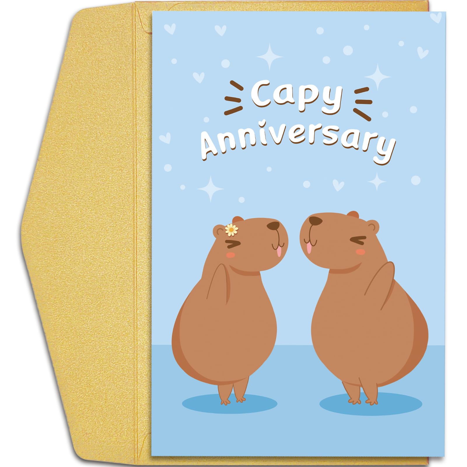 Amazon.com : Qiliji Cute Capy Anniversary Card for Husband Wife ...