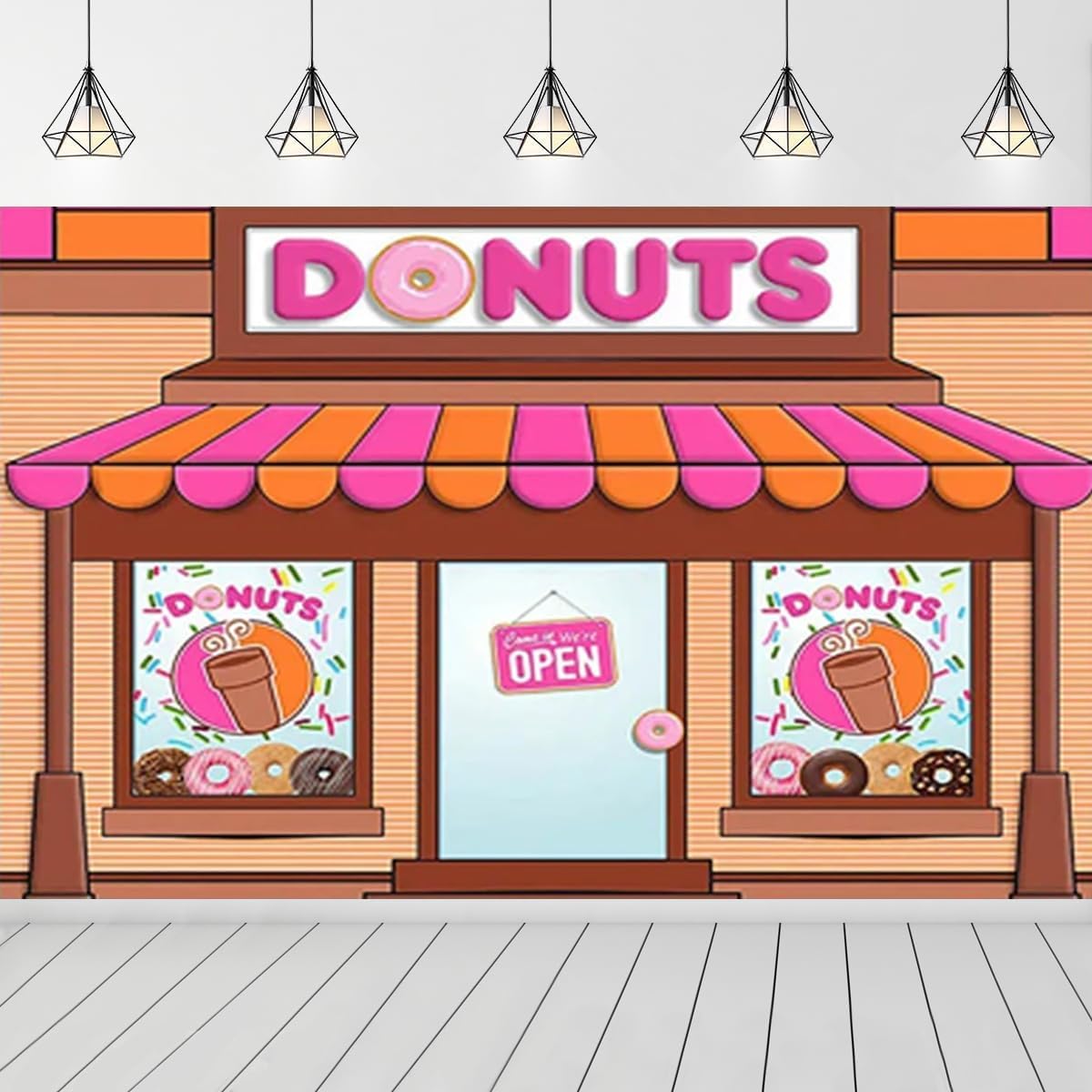 Amazon.com : Donut Birthday Backdrop for Photoshoot Sweet Pink Donut ...