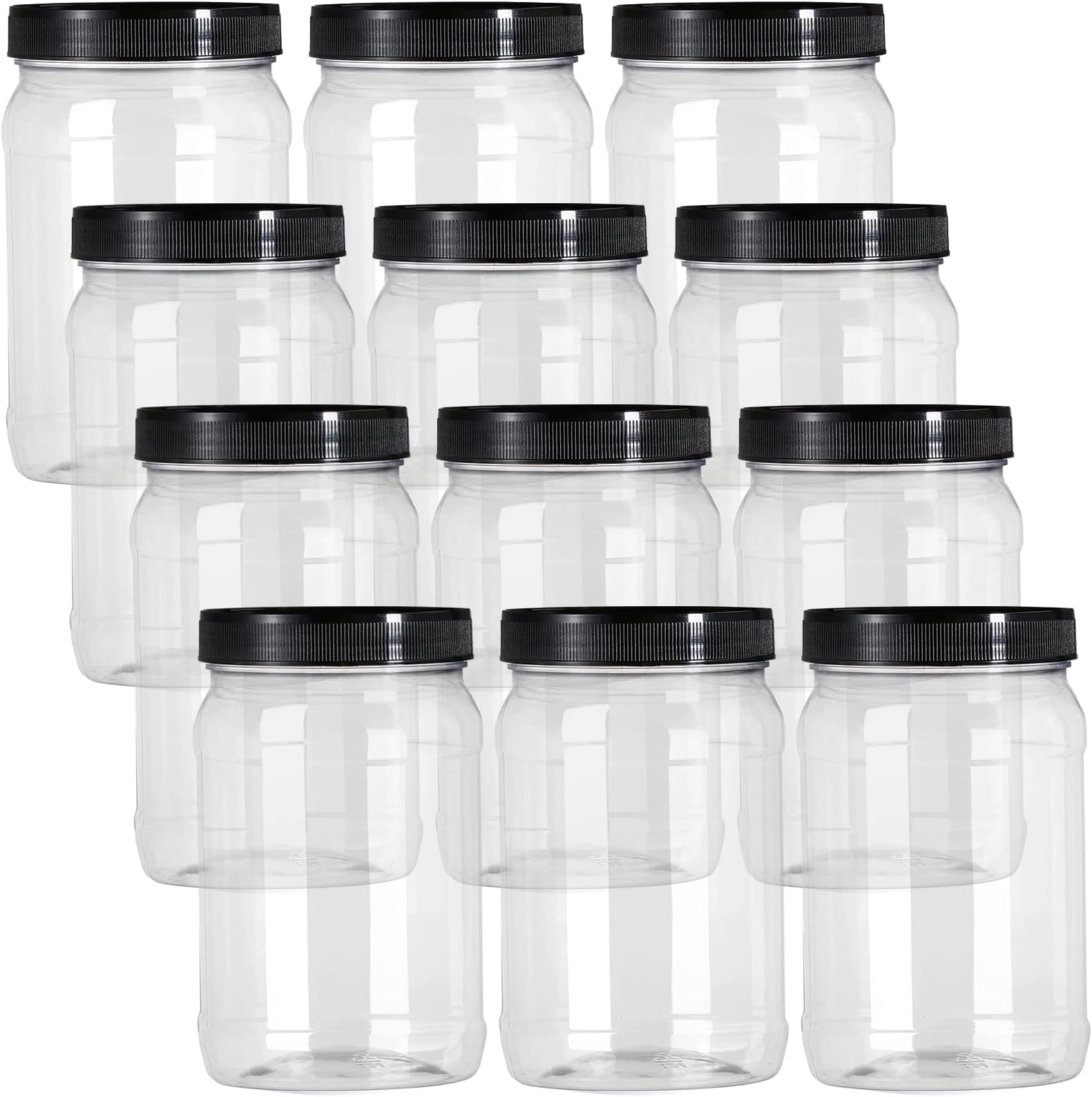 Meegoo Lot de 6 bocaux en plastique transparent de 946 ml avec ...