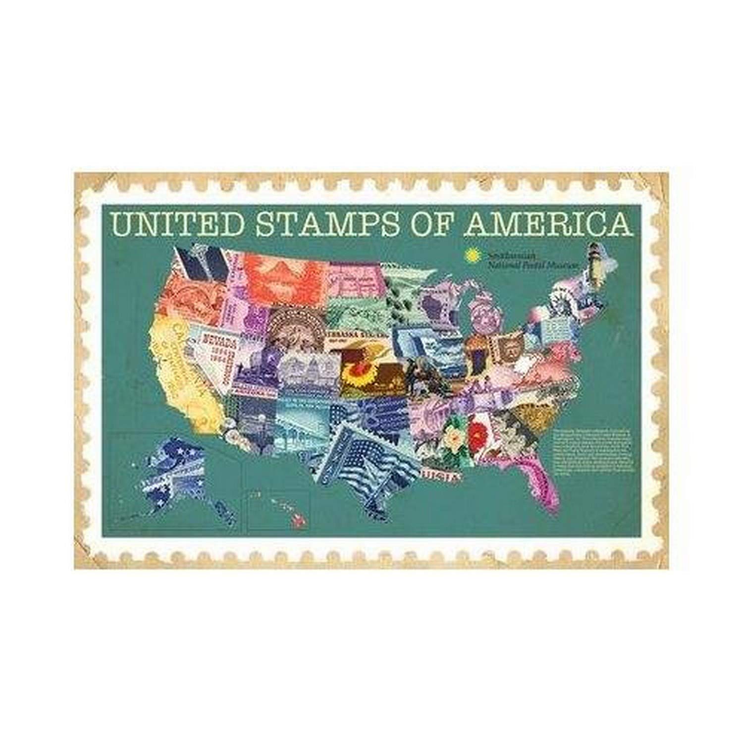 Buyartforless United Stamps States of America Map 36x24 Smithsonian Art ...