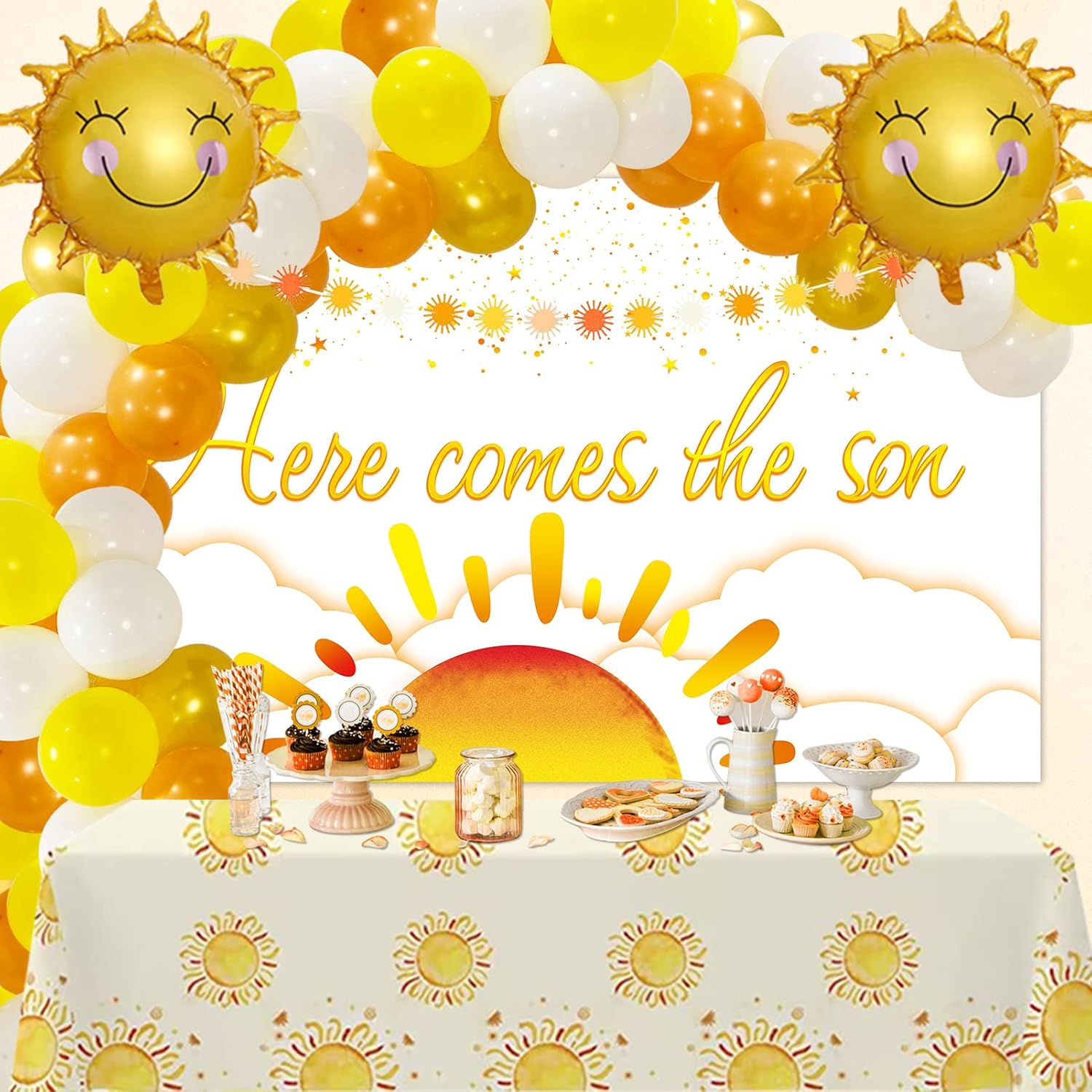 Crenics Decoraciones para baby shower con texto en inglés Here Comes ...